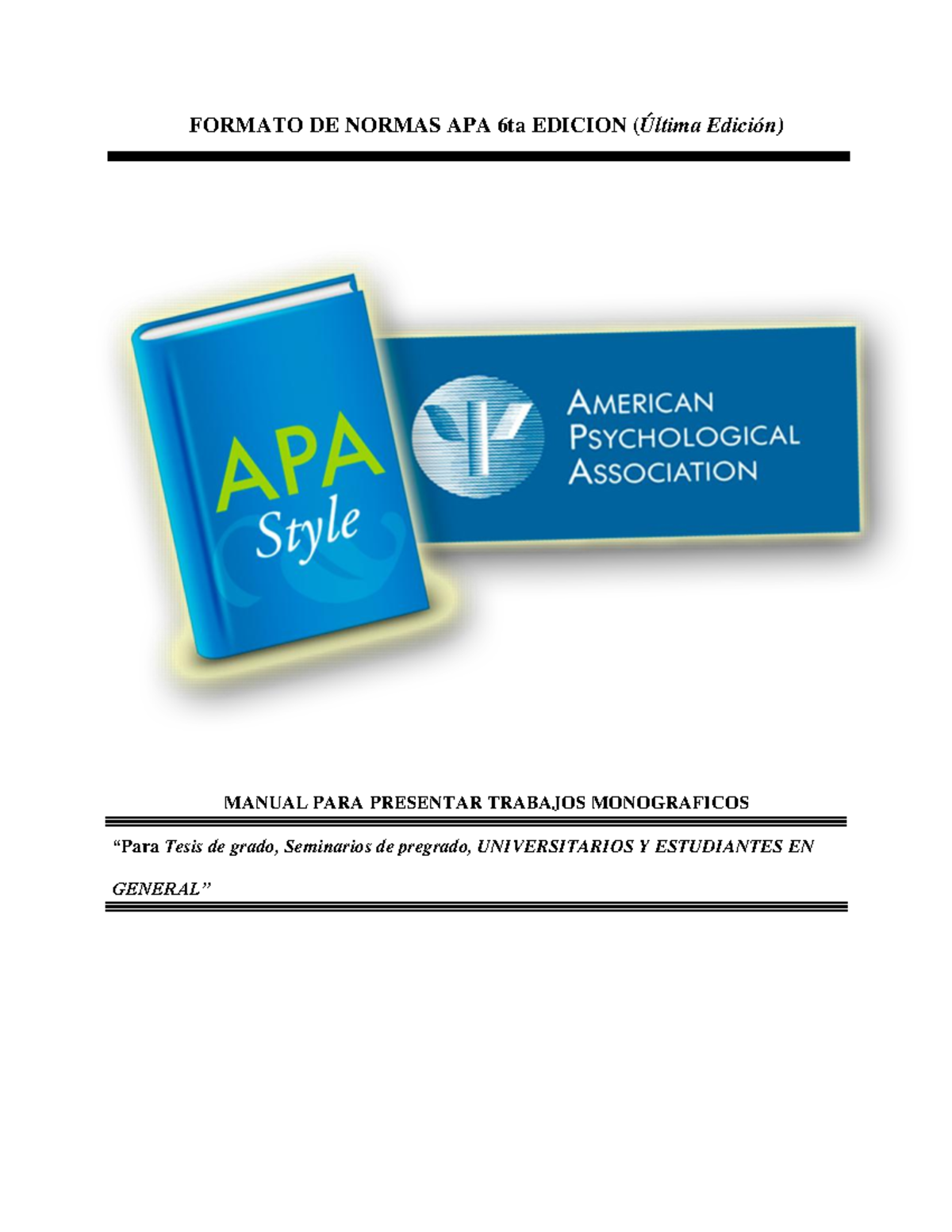 GUIA DE Formato Normas APA Sexta Edicion - FORMATO DE NORMAS APA 6ta ...