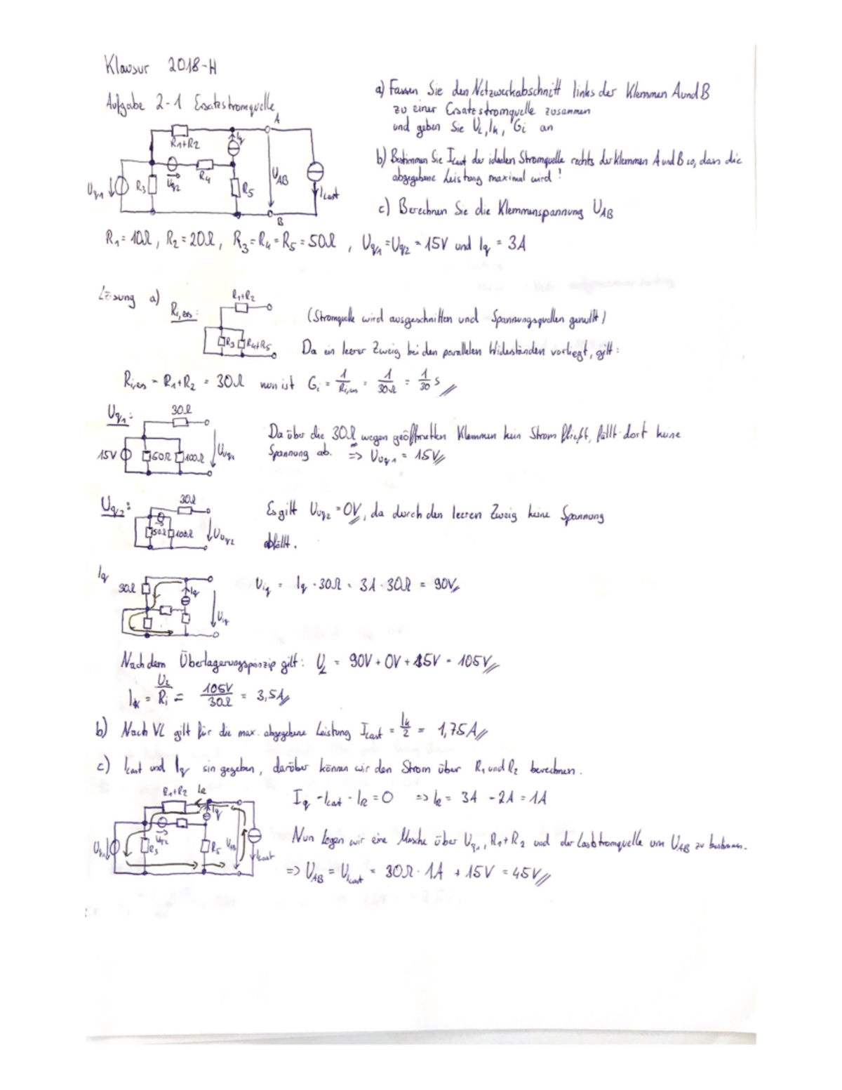 Klausur, Antworten - Grundlagen der Elektrotechnik I - Studocu