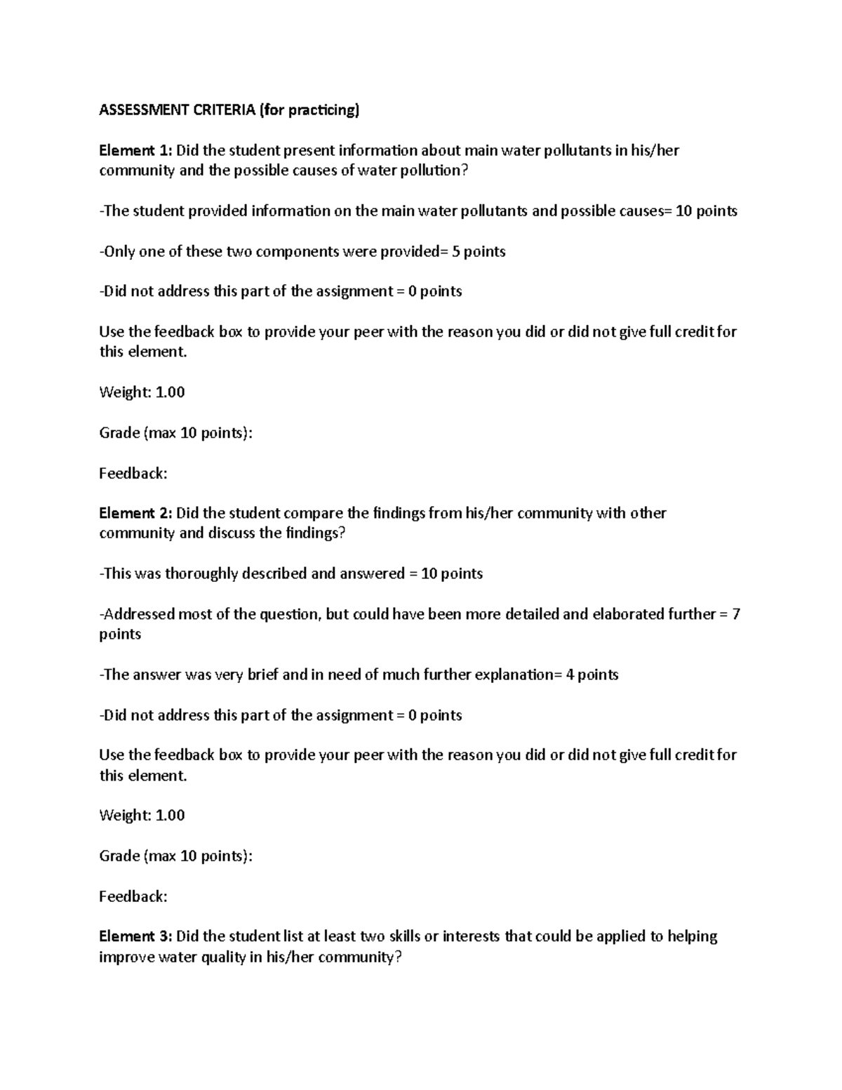 Unit2 Fictitious Peer Assessment Criteria 1 ASSESSMENT CRITERIA unit2-fictitious-peer-assessment-criteria-1-assessment-criteria