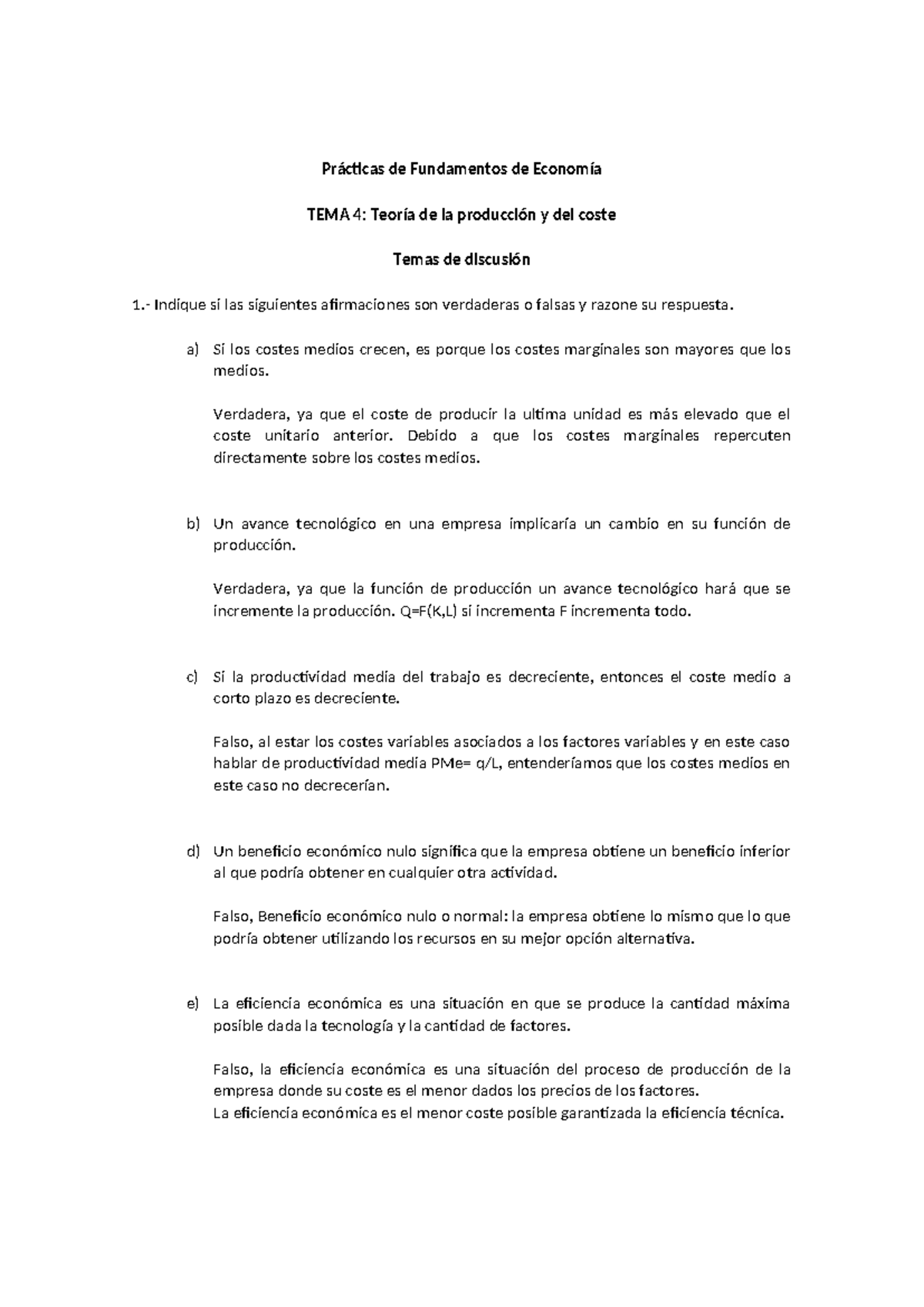 Practicas FAE Tema 4 2022-23 - Prácticas de Fundamentos de Economía TEMA 4: Teoría de la ...