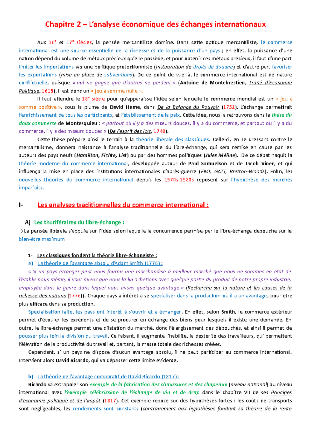 L'analyse economique des échanges internationaux - Chapitre 2 – L ...