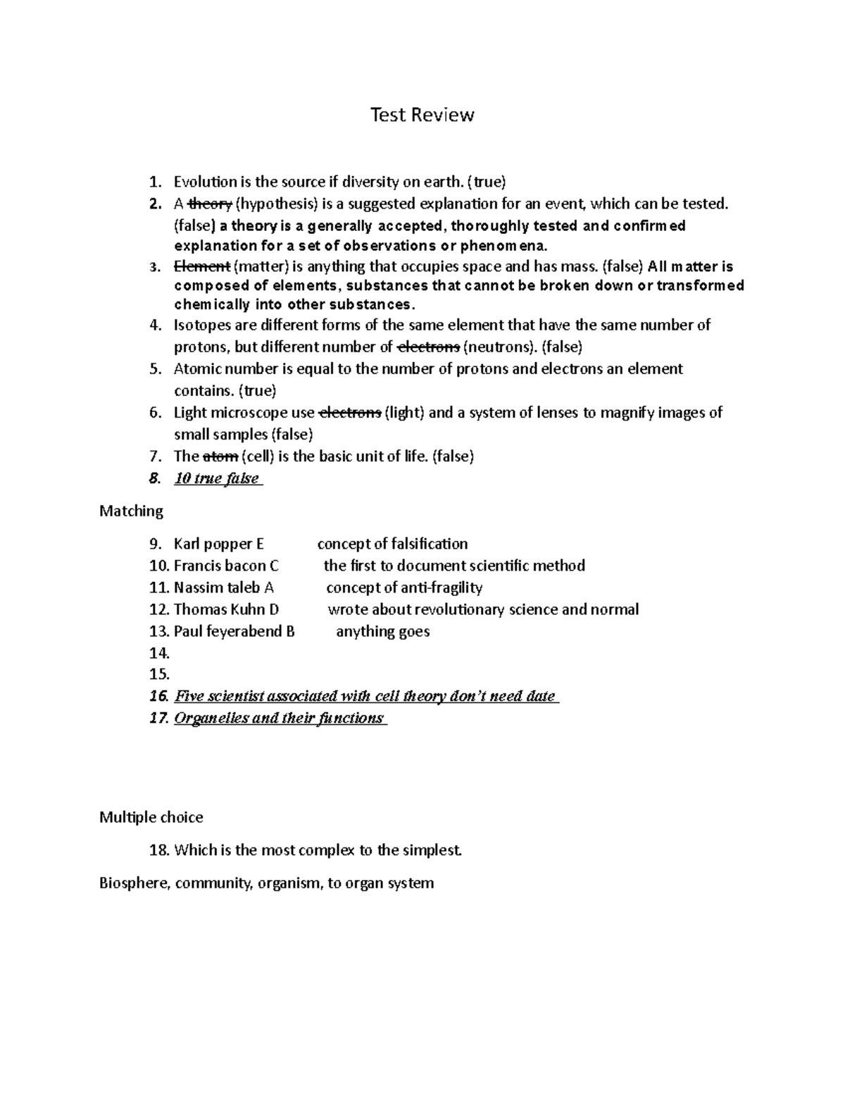 BISC-101 Test 1 Review Notes - BISC 101 - LA Tech - Studocu