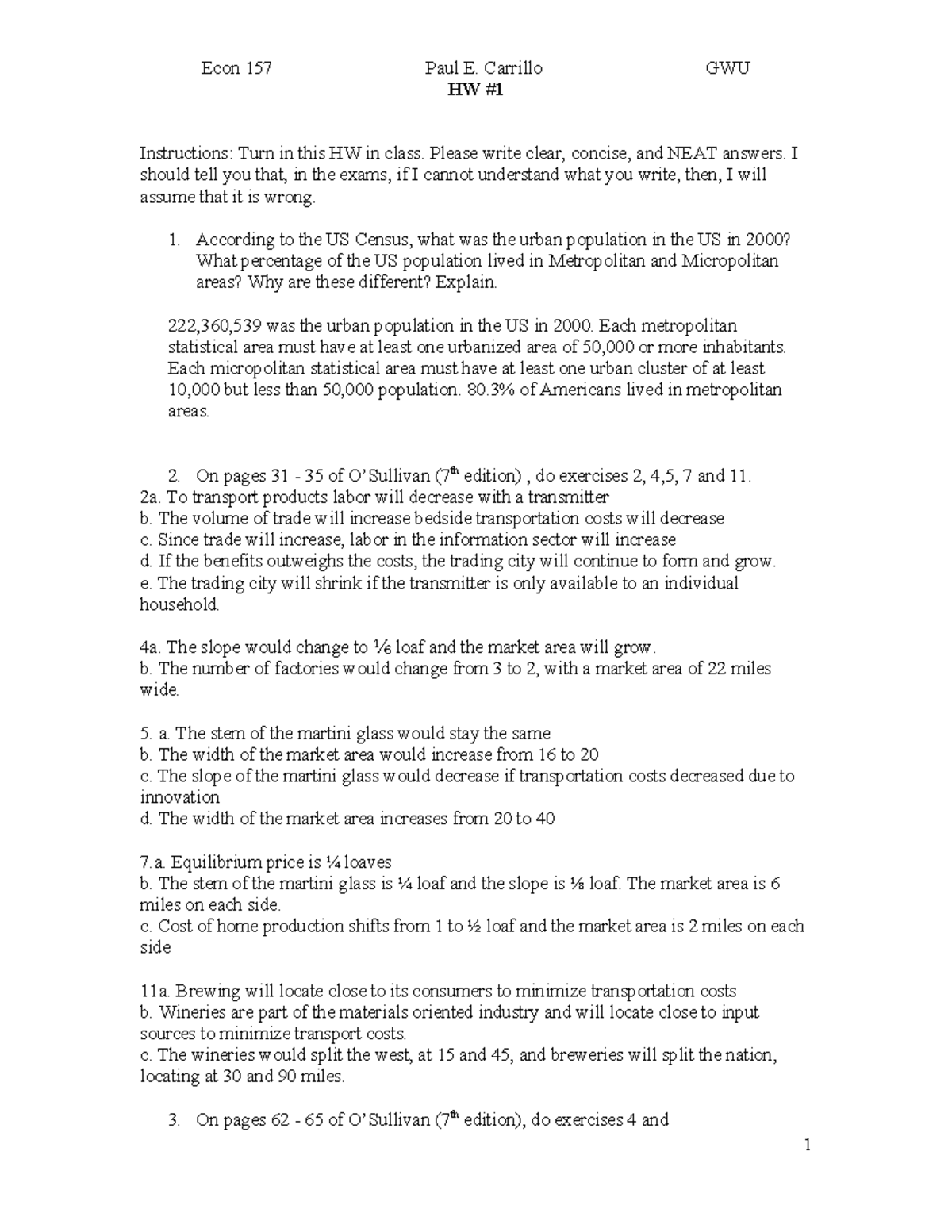 HW1 - Hw3 - HW Instructions: Turn in this HW in class. Please write clear, concise, and NEAT ...