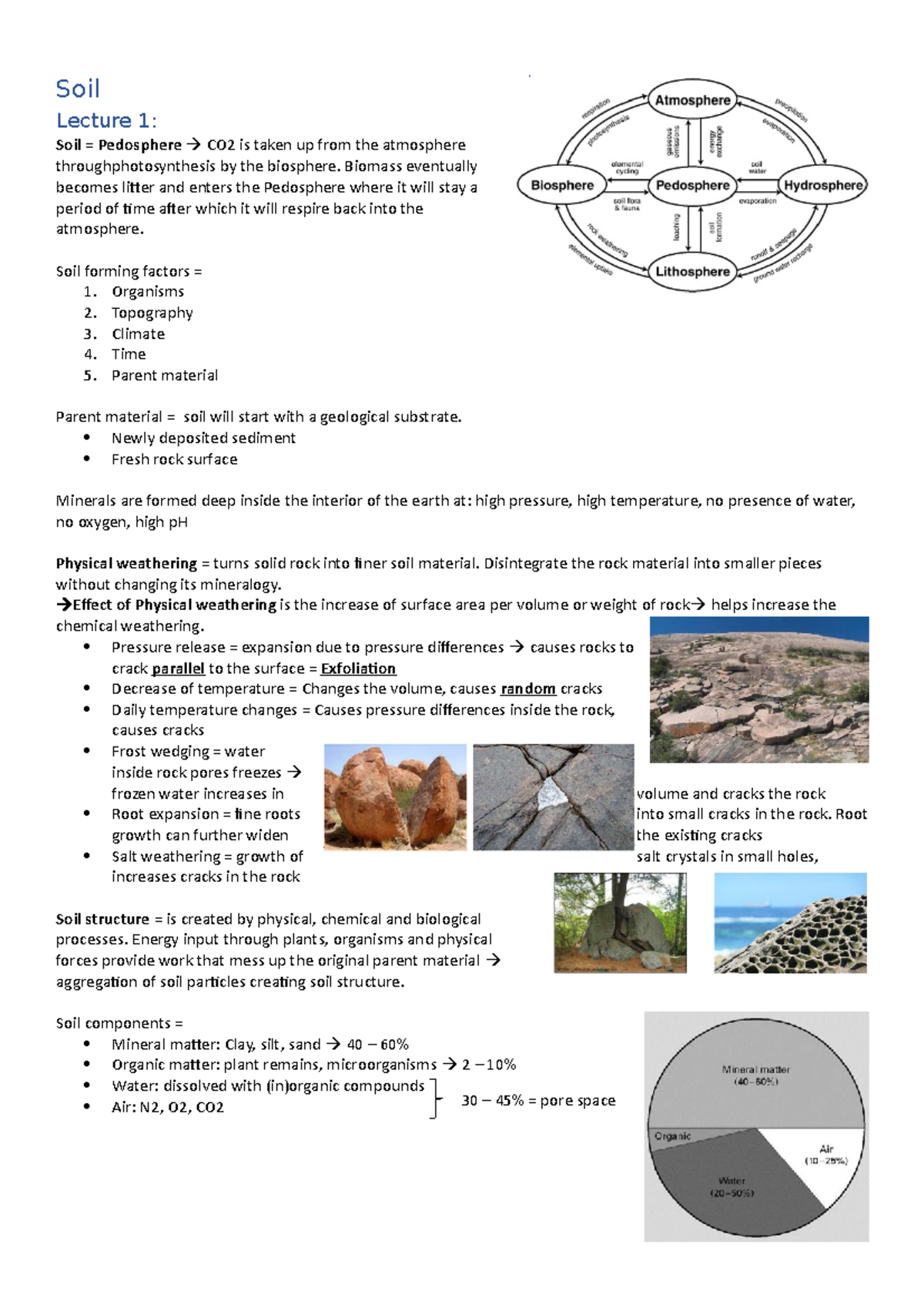 Principles of Soil - Uitwerking van de lectures - Soil Lecture 1: Soil ...