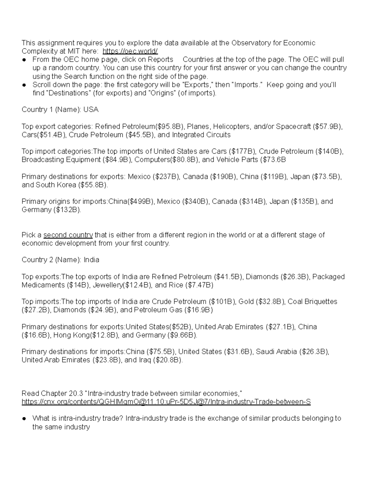 World trade assignment - This assignment requires you to explore the ...