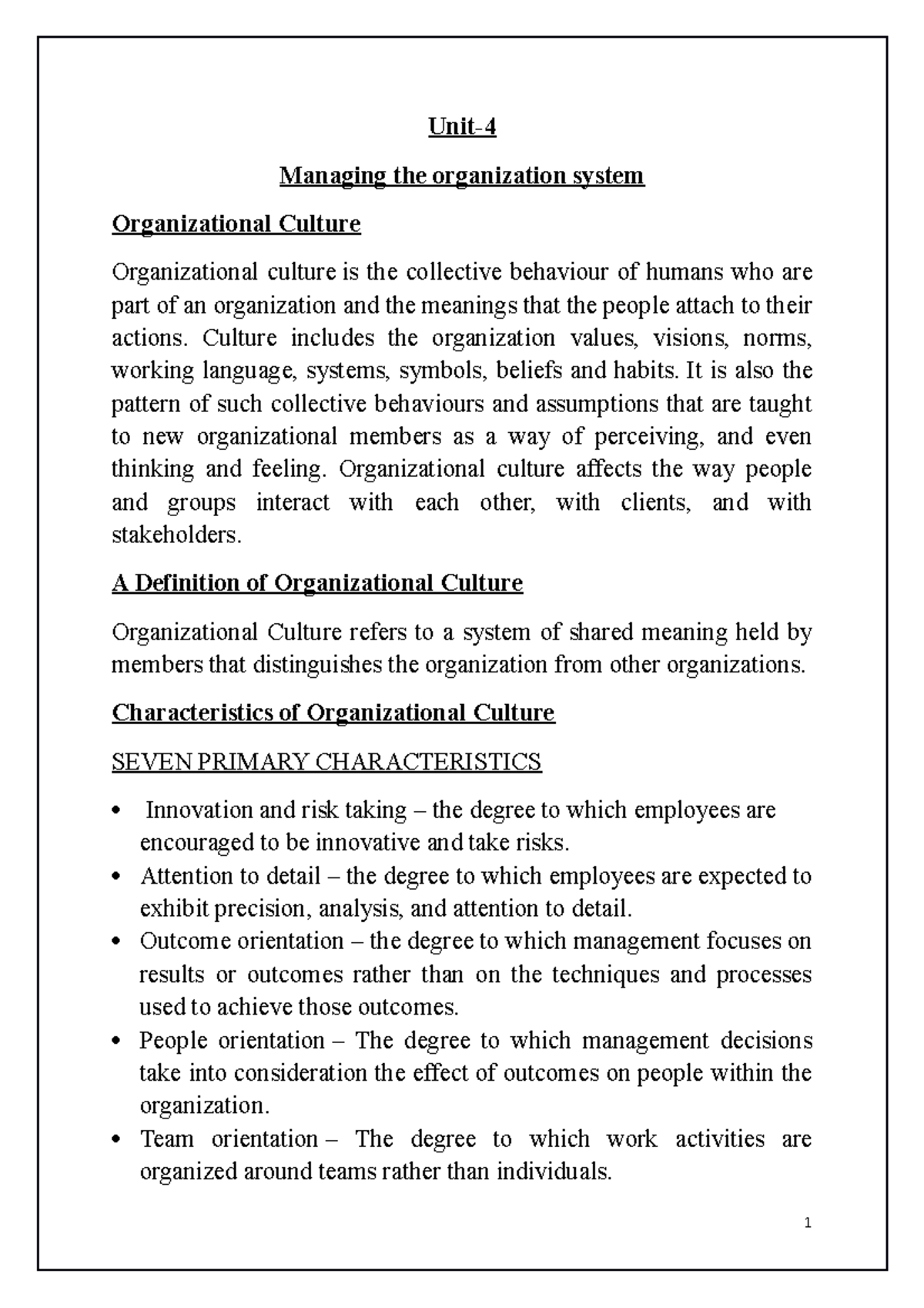 Organizational Culture - Masters in business administration - UoK - Studocu
