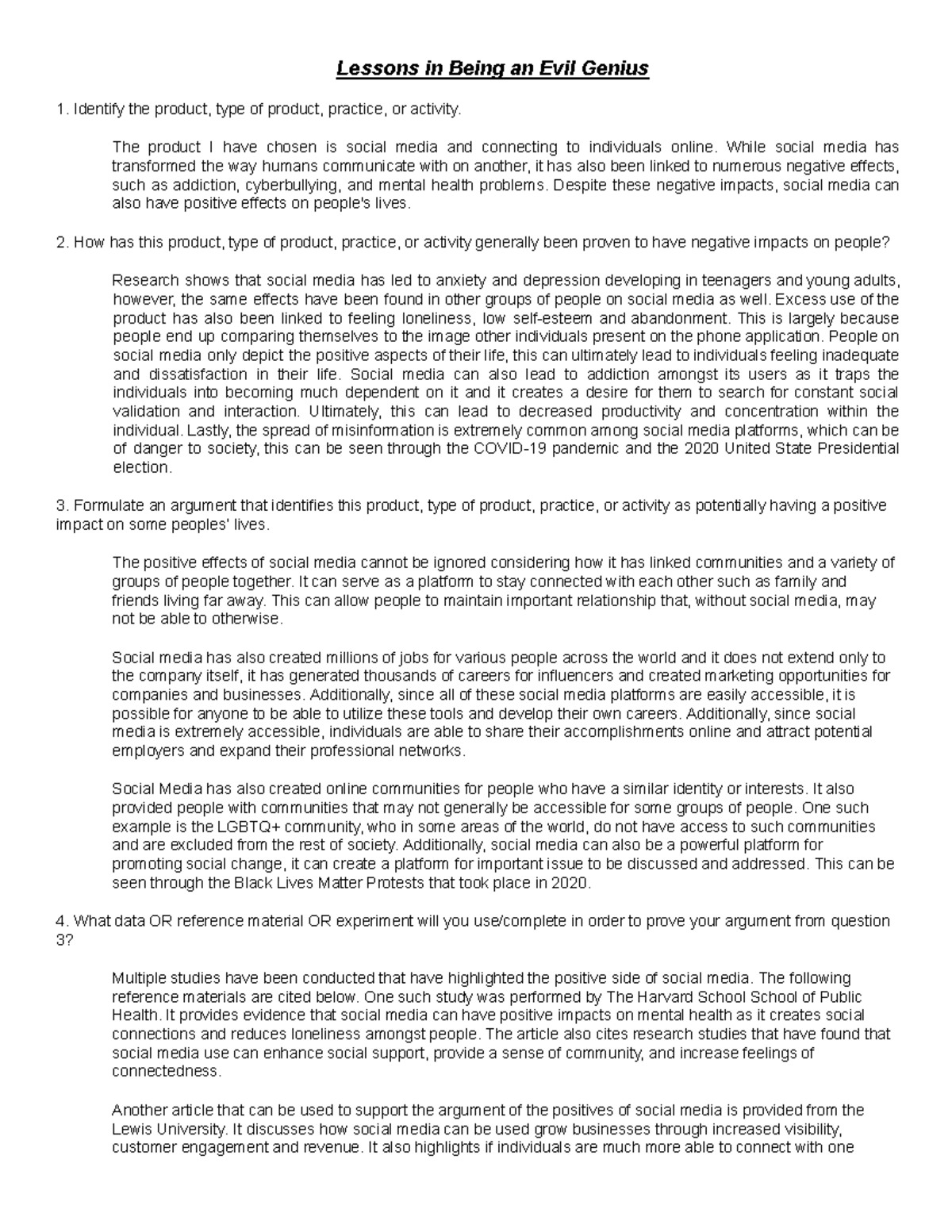 TOK Assignment - Lessons in being an Evil Genius - Lessons in Being an ...