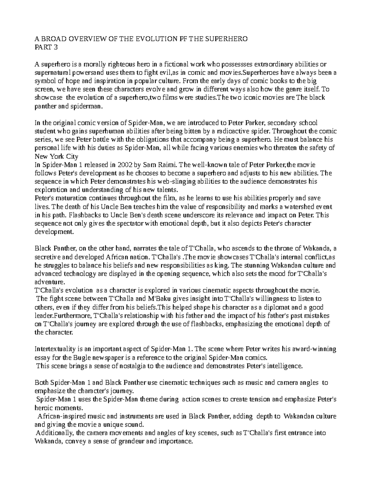 English 4 - descriptive essay on film study. third genre in ieb - A ...