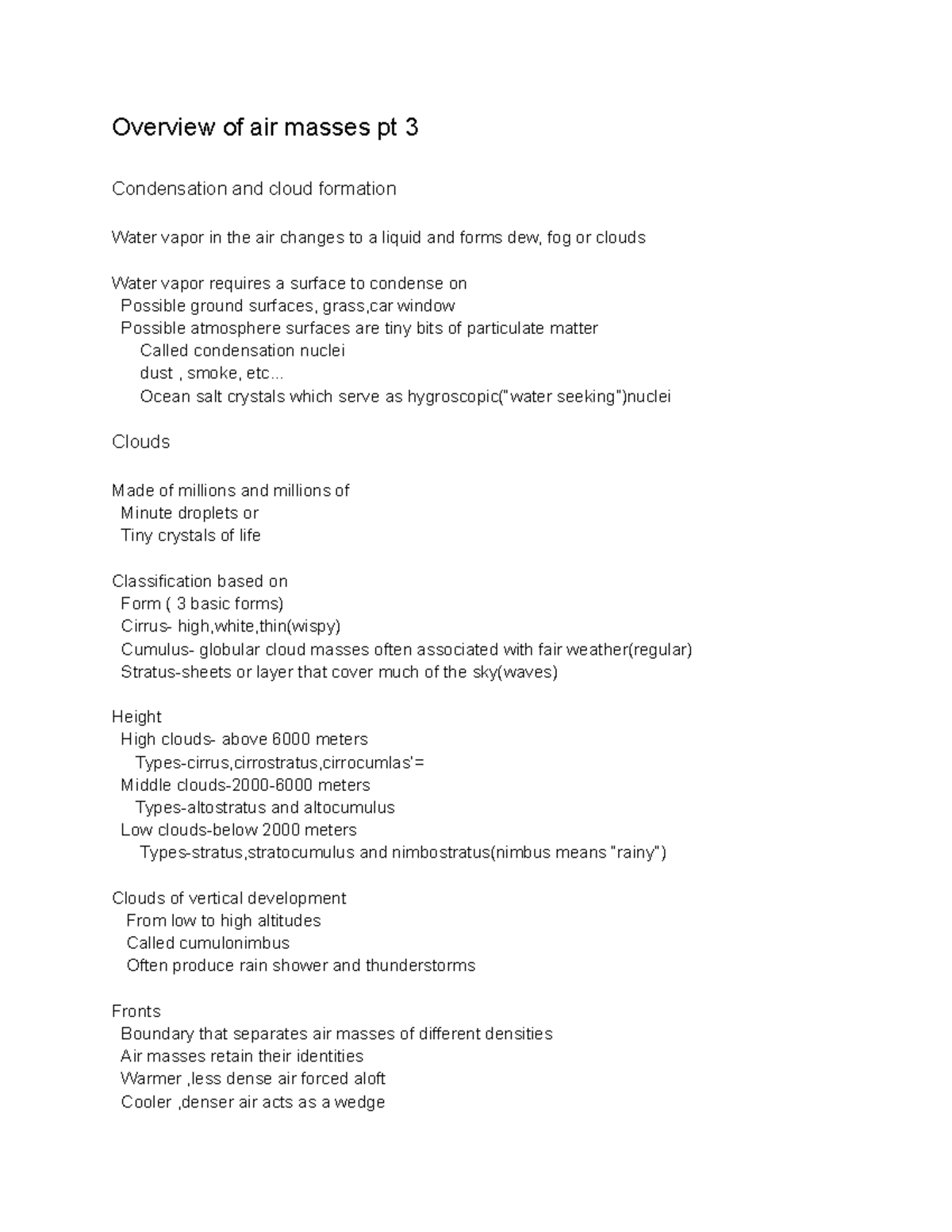 Overview of air masses pt 3 - .. Ocean salt crystals which serve as ...