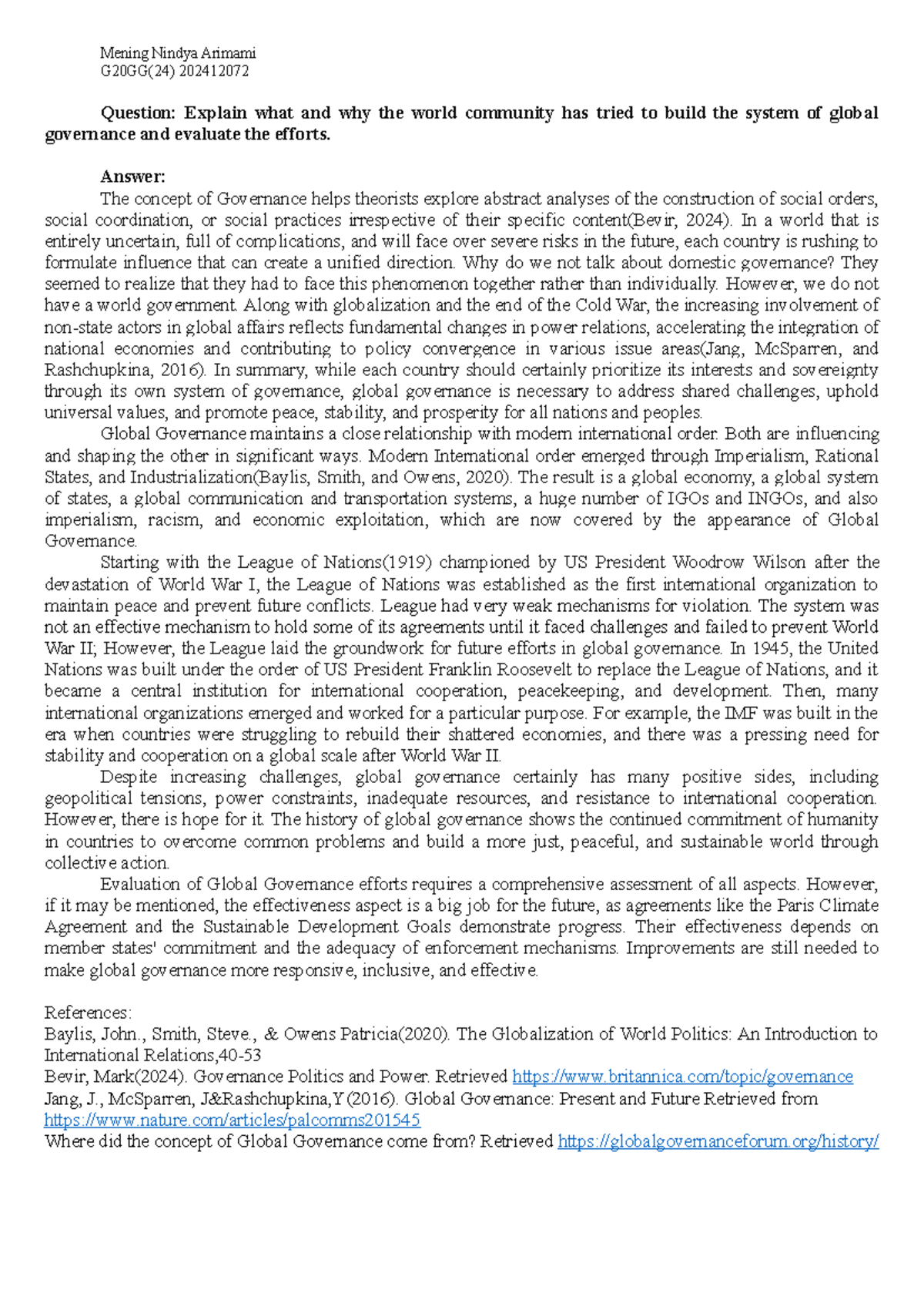 G20 Assignment - G20 and Global Governance - Mening Nindya Arimami ...