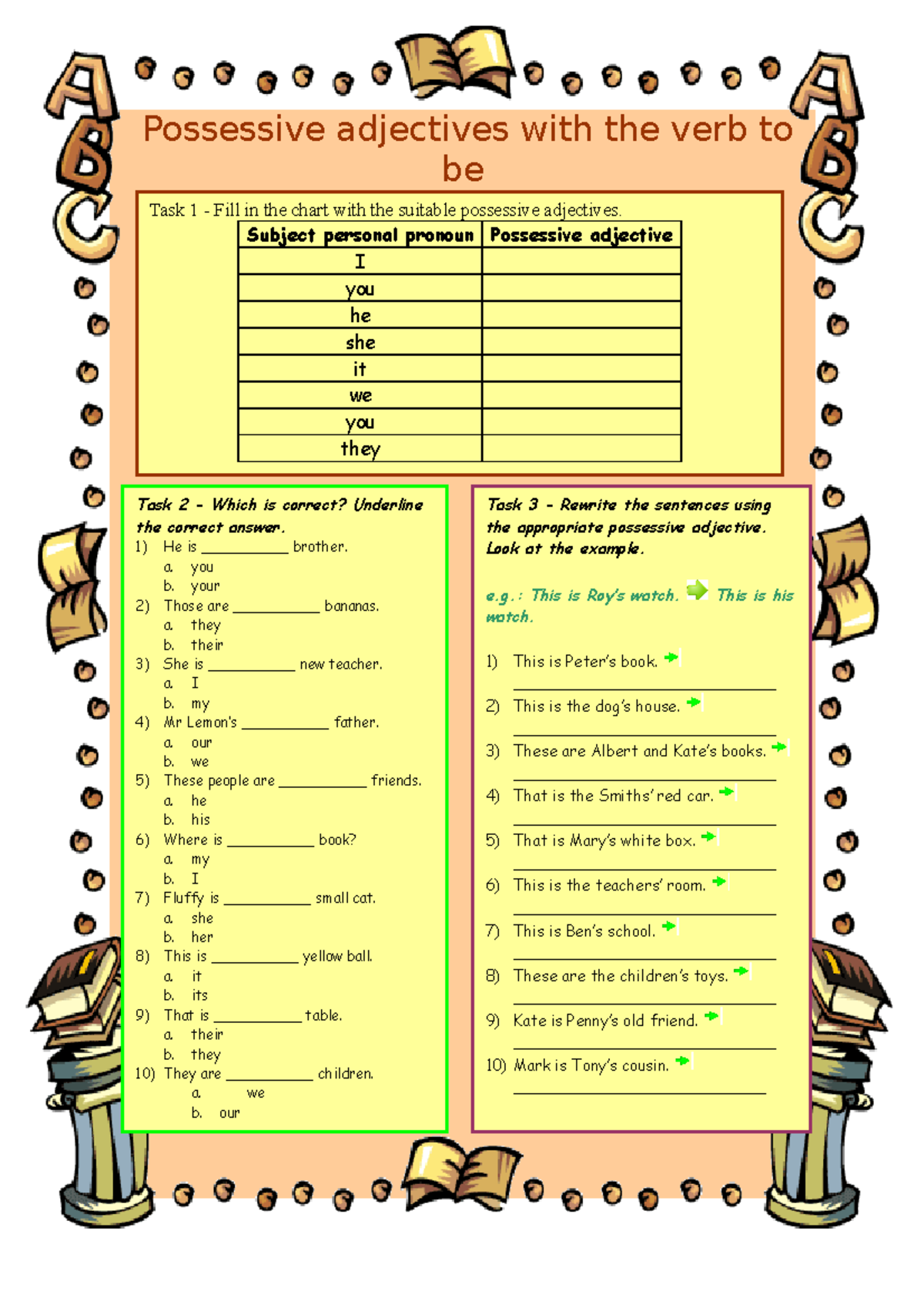 Possessive-adjectives-with-the-verb-to-be 5024 - Possessive adjectives ...