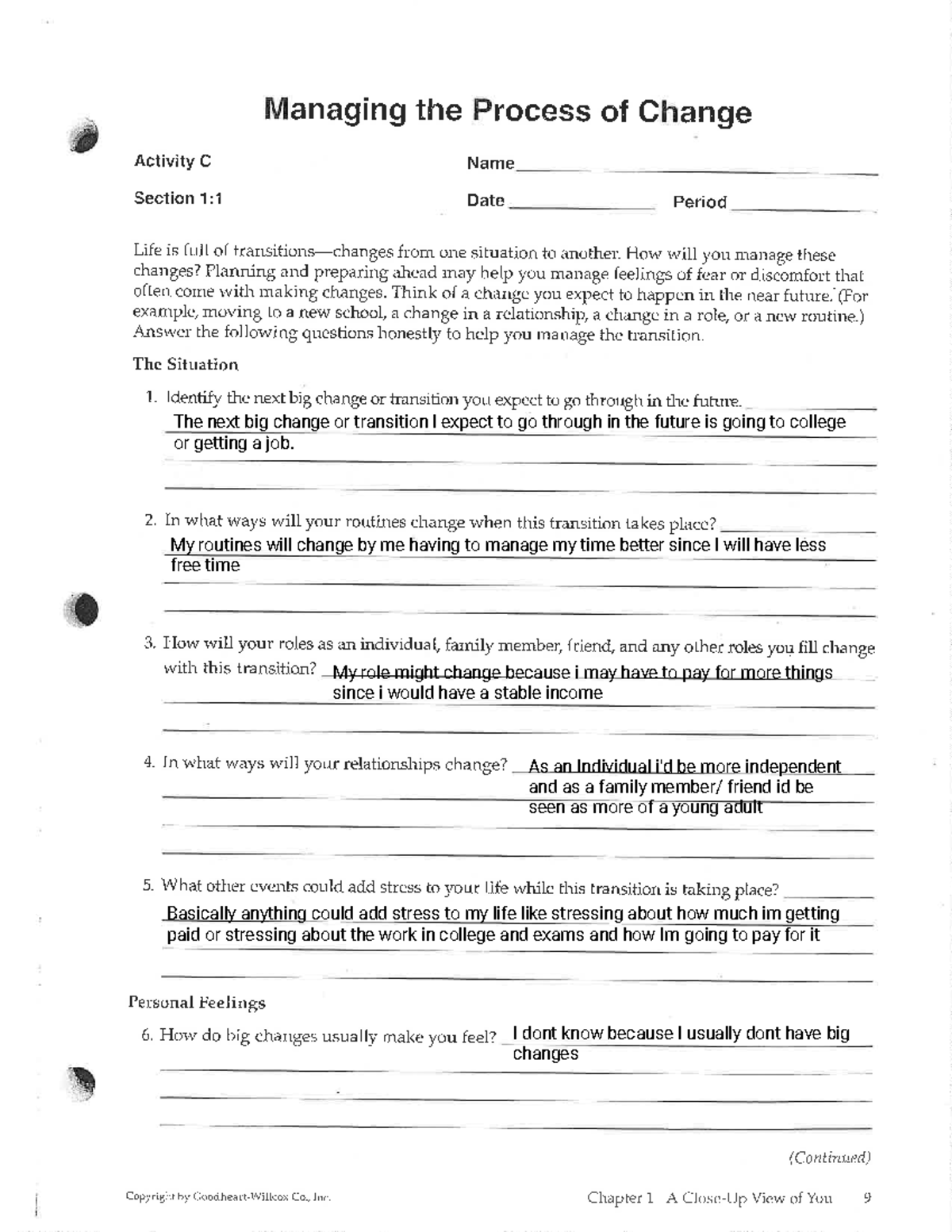 Managing the Process of change - The next big change or transition I ...