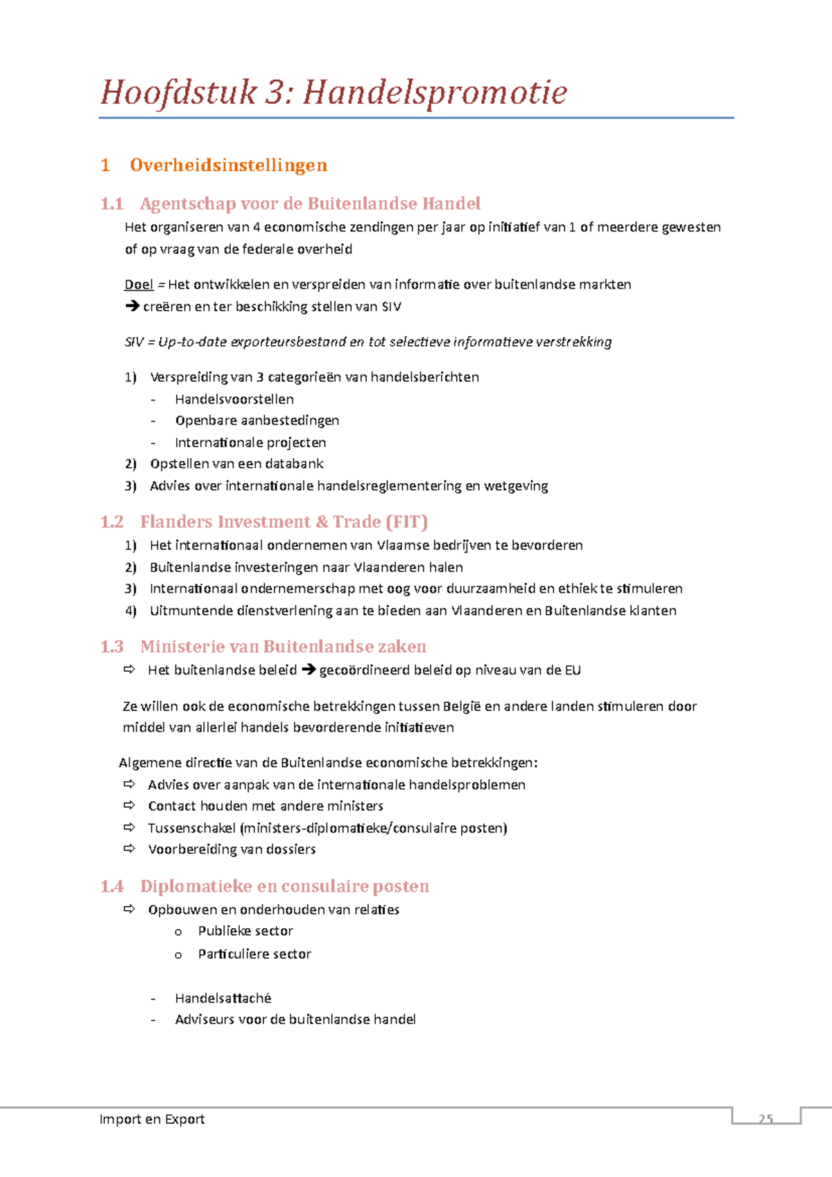 Samenvatting - compleet Import-Export-SV - Hoofdstuk 3: Handelspromotie ...