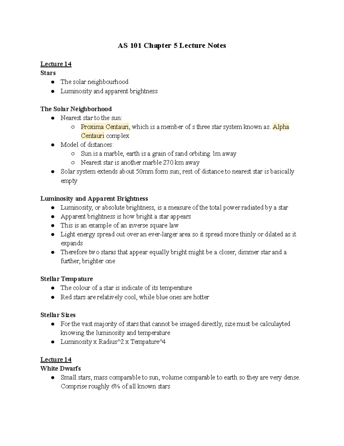 AS 101 Astronomy: Our Place in Cosmos Chapter 5 Lecture Notes - AS 101 ...
