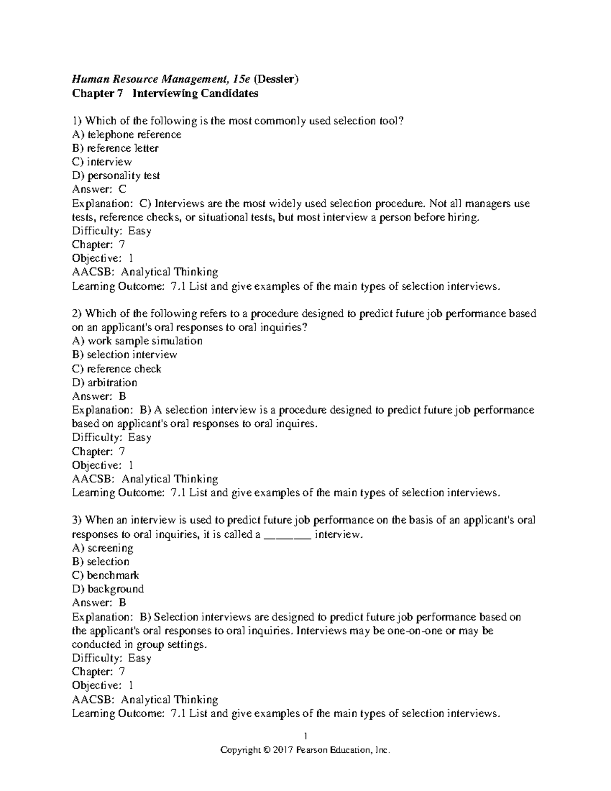 Chapter 07 - Hrm - 1 Human Resource Management, 15e (Dessler) Chapter 7 ...
