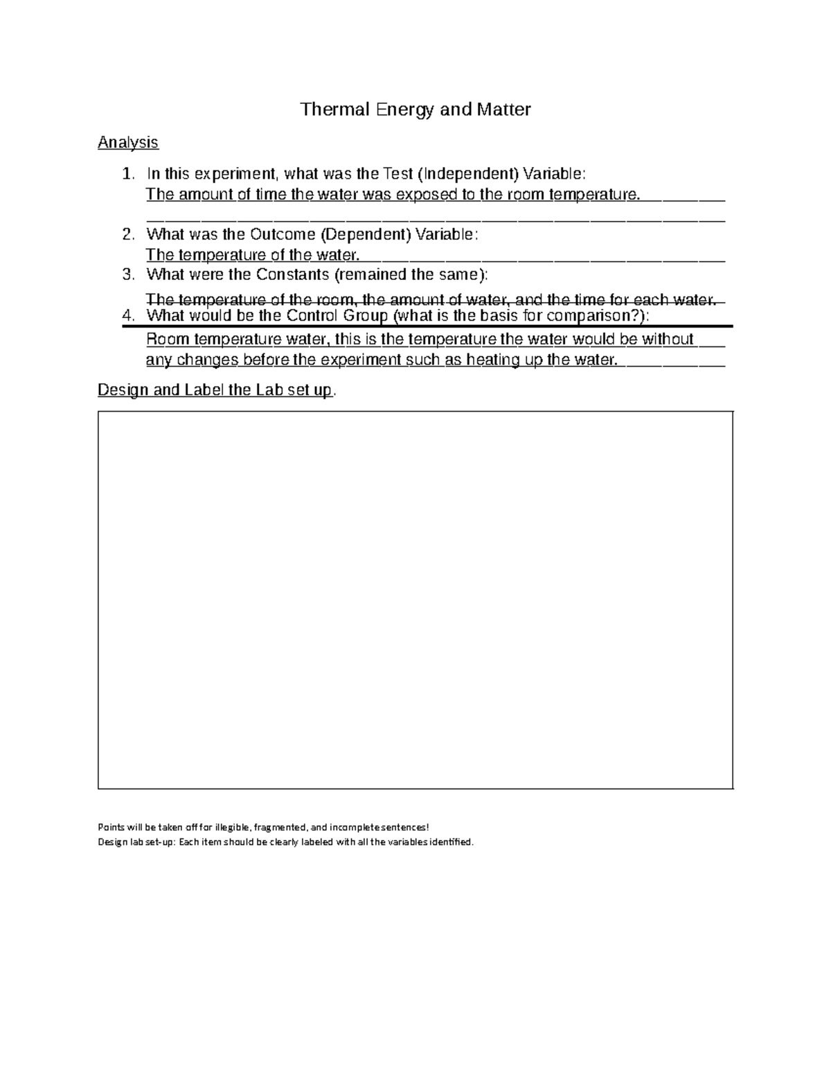 Analysis Thermal energy and Matter STEM2 - Thermal Energy and Matter ...