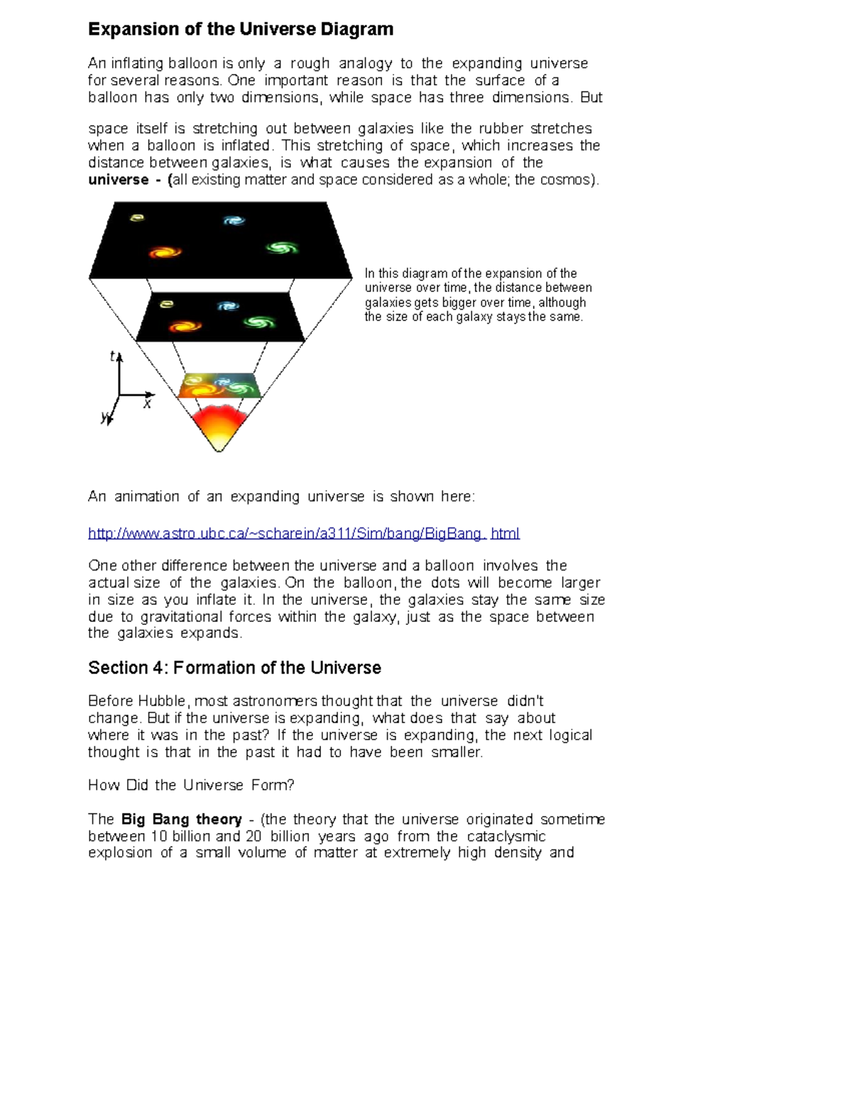 Expansion of the Universe Diagram - One important reason is that the ...