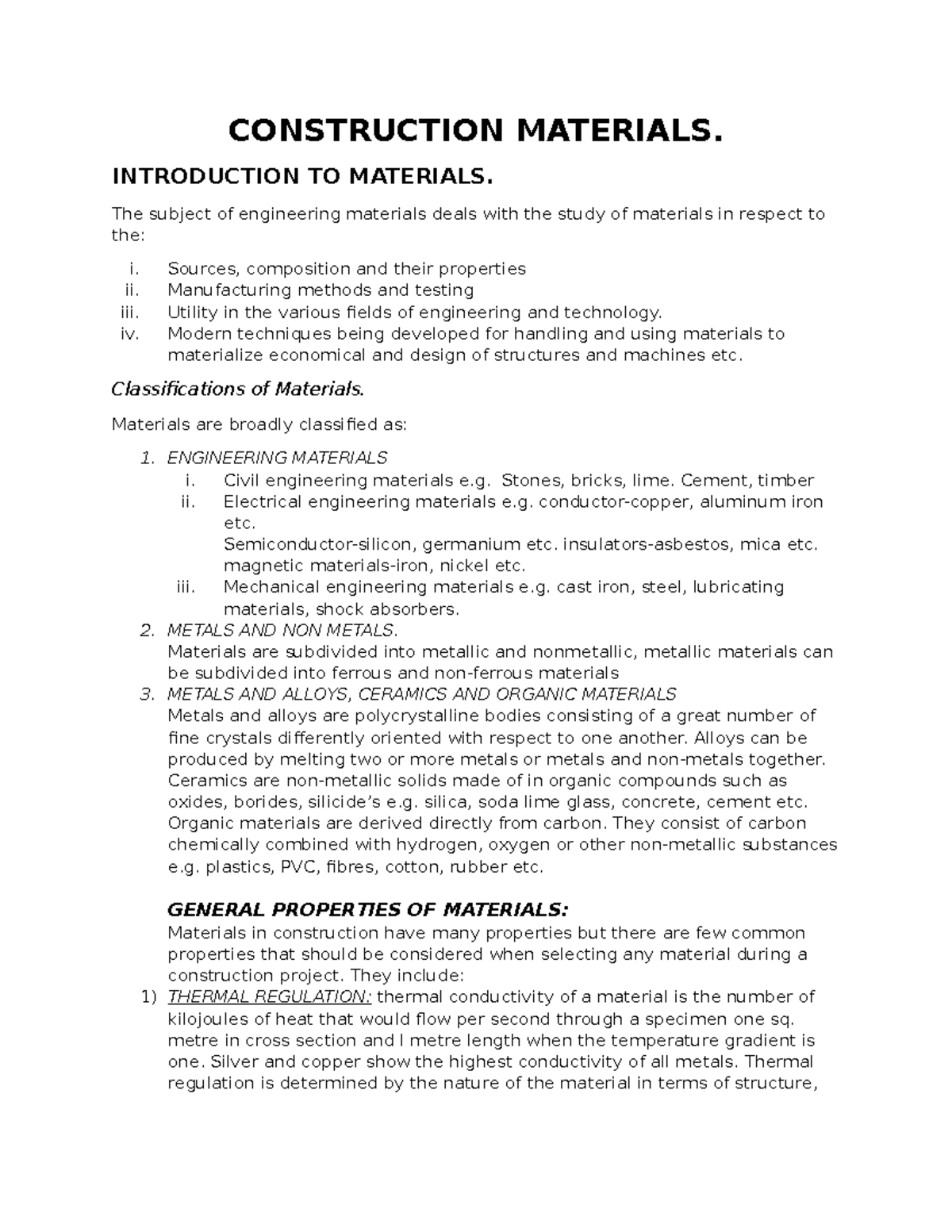 Diploma YEAR 1 Construction Materials Notes - CONSTRUCTION MATERIALS ...