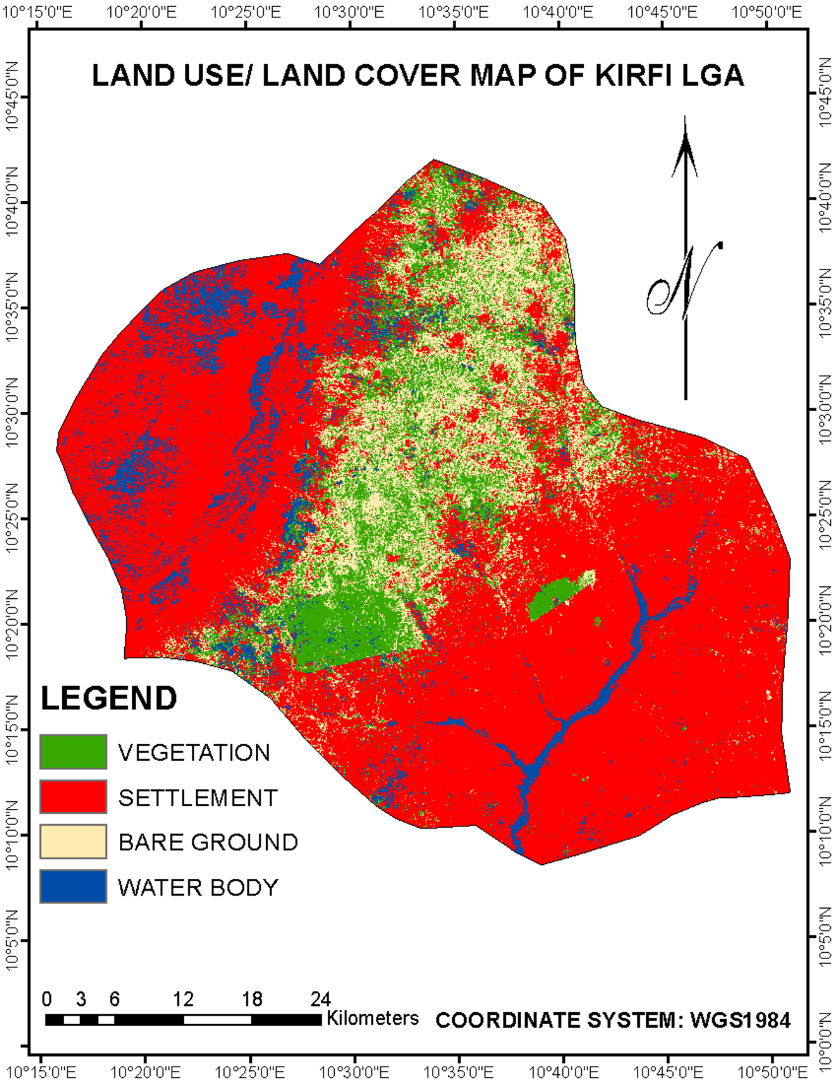 Land use land cover map of Kirfi LGA - 10°50'0"E 10°50'0"E 10°45'0"E 10 ...