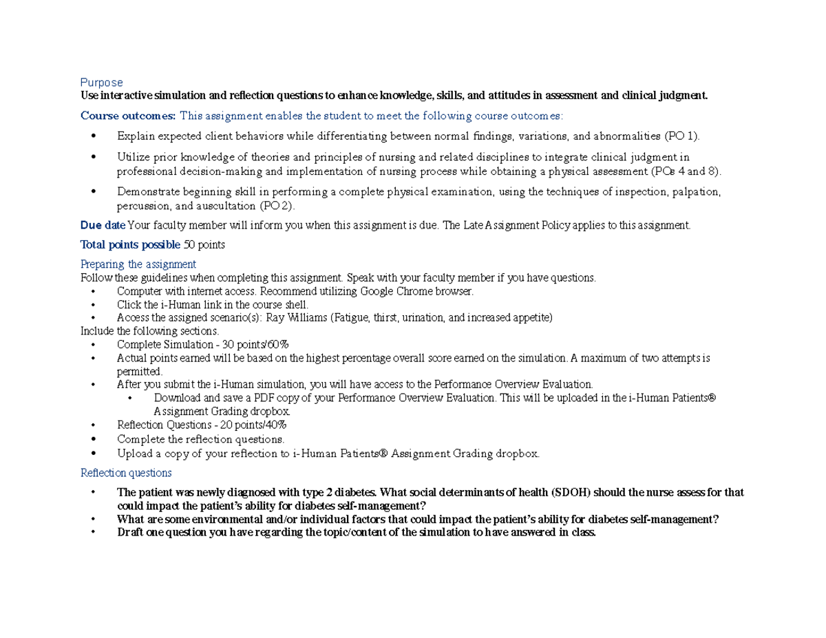 NR304 i Human Patients Assignment Guidelines NOV23 - Purpose Use ...