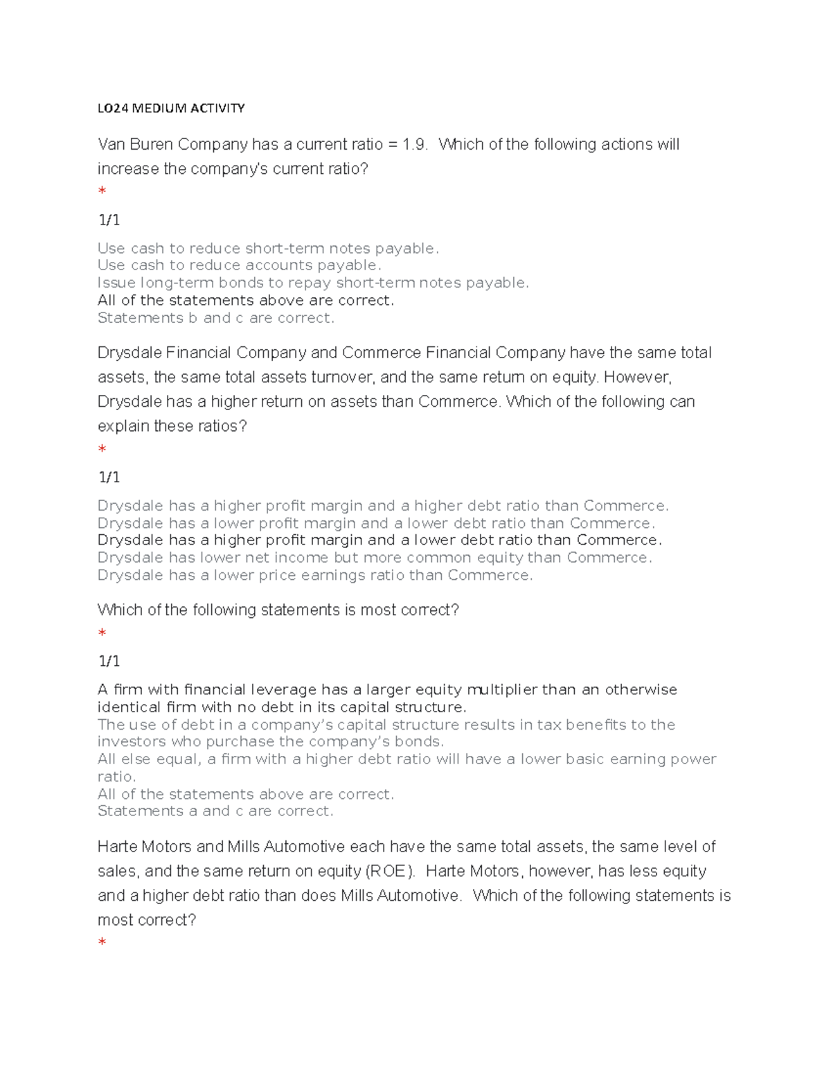 LO24 Medium Activity - LO24 MEDIUM ACTIVITY Van Buren Company has a ...