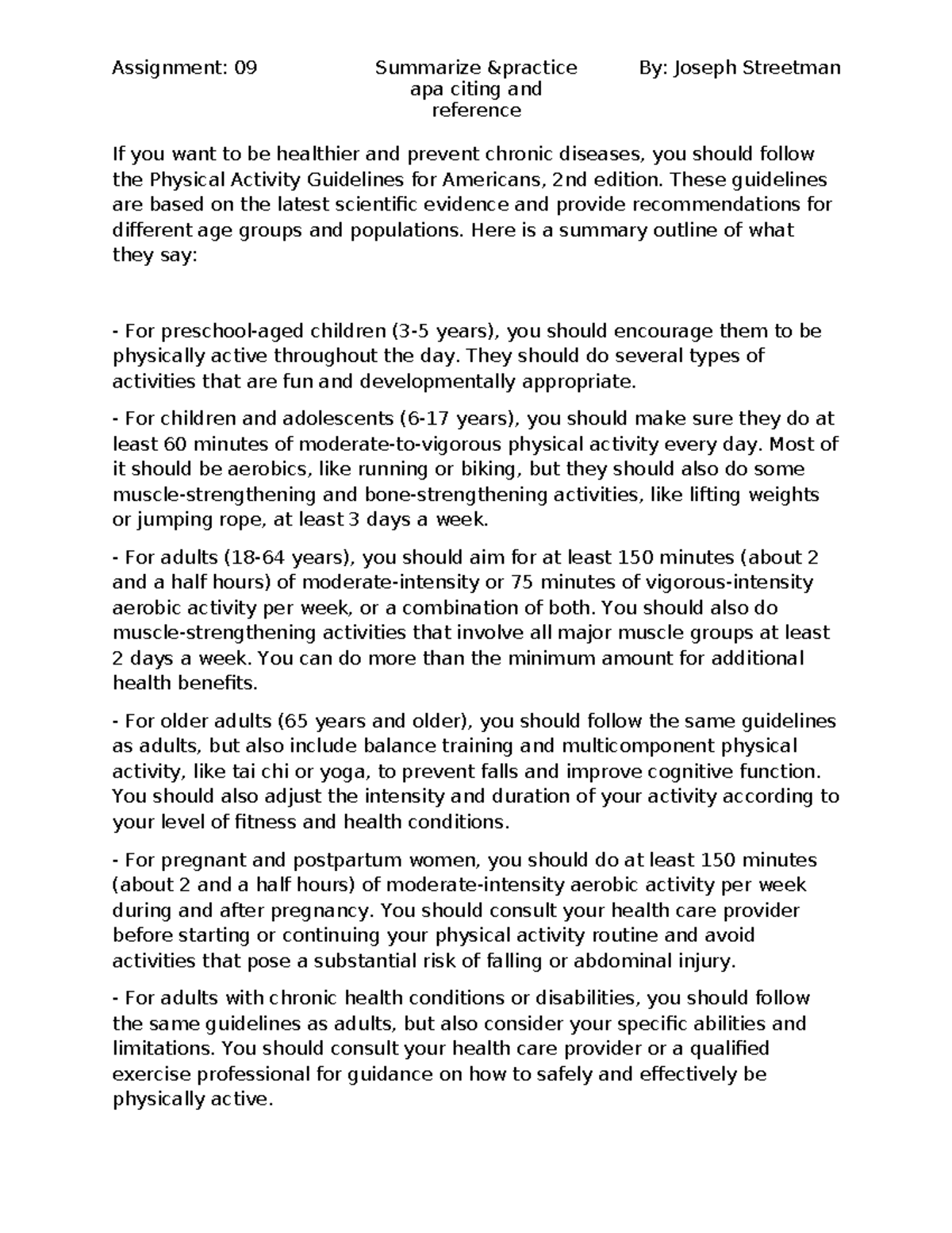 Assignment 09 summarizing & reference apa - Assignment: 09 Summarize &practice apa citing and ...