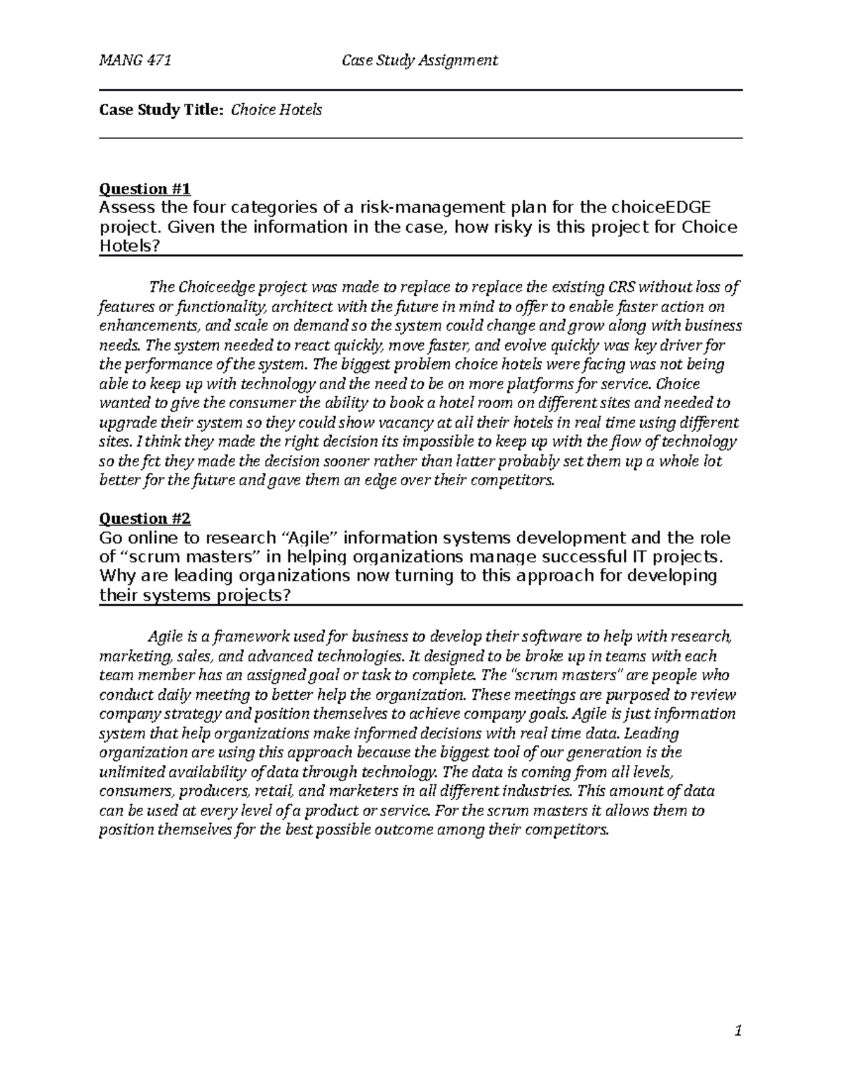 Choice Hotels Week 7 Notes MANG 471 Case Study Assignment Case choice-hotels-week-7-notes-mang-471-case-study-assignment-case