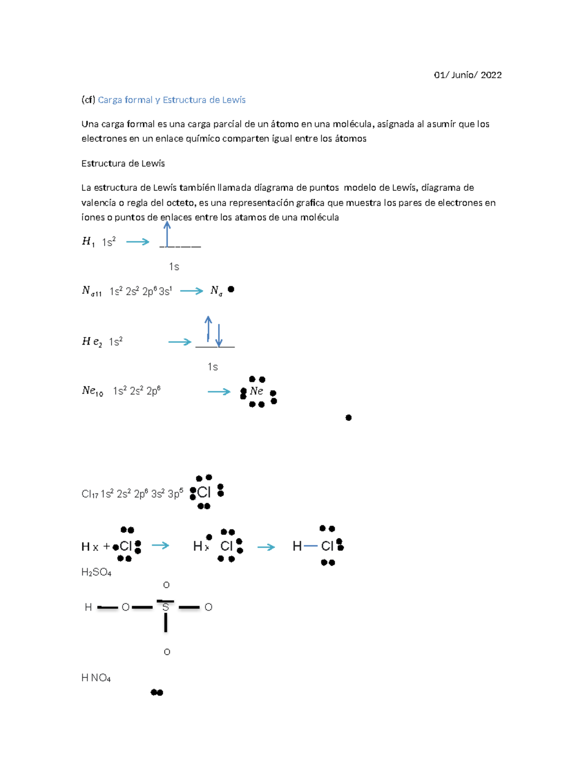Apunte carga formal y estructura de lewis - 01/ Junio/ 2022 (cf) Carga ...