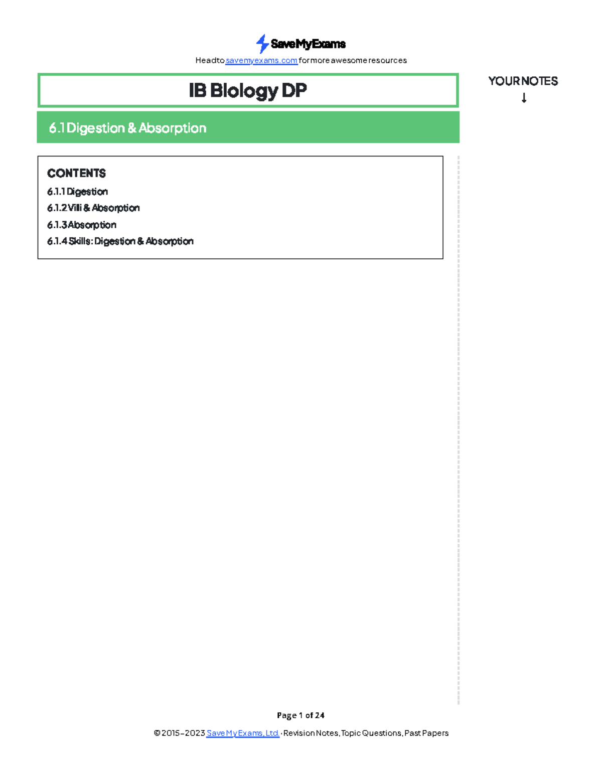 Digestion - bcius - Page 1 of 24 IB Biology DP 6 Digestion & Absorption ...