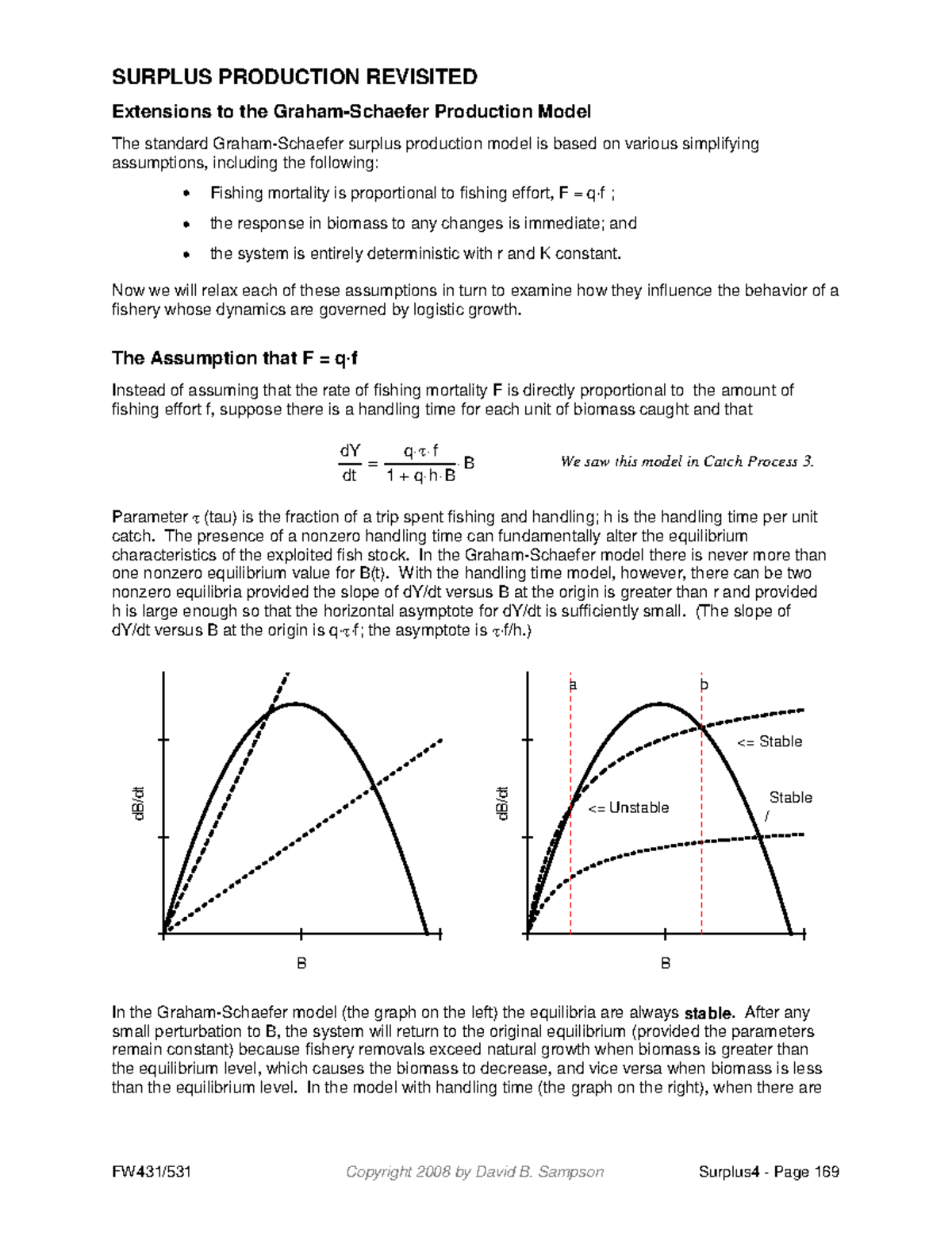 26-Surplus 4 - B dB/dt a b SURPLUS PRODUCTION REVISITED Extensions to ...