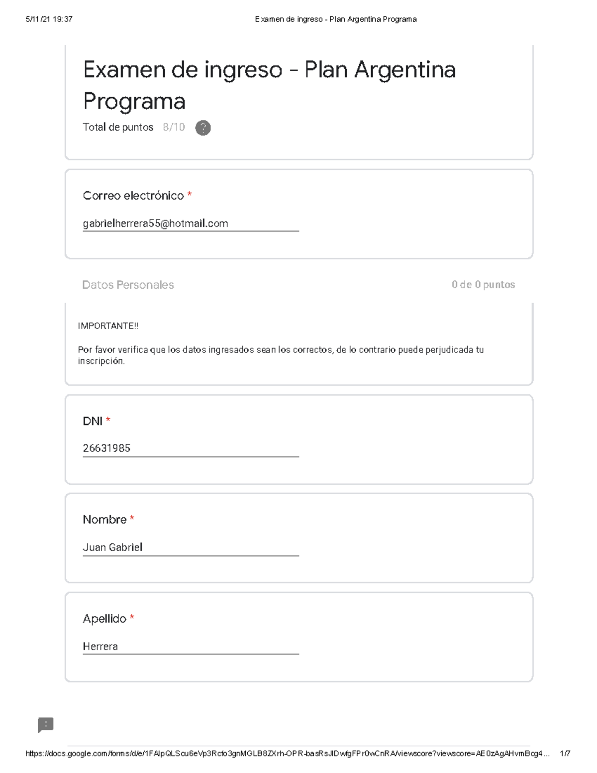 Examen de ingreso - Plan Argentina Programa - Correo electrónico ...