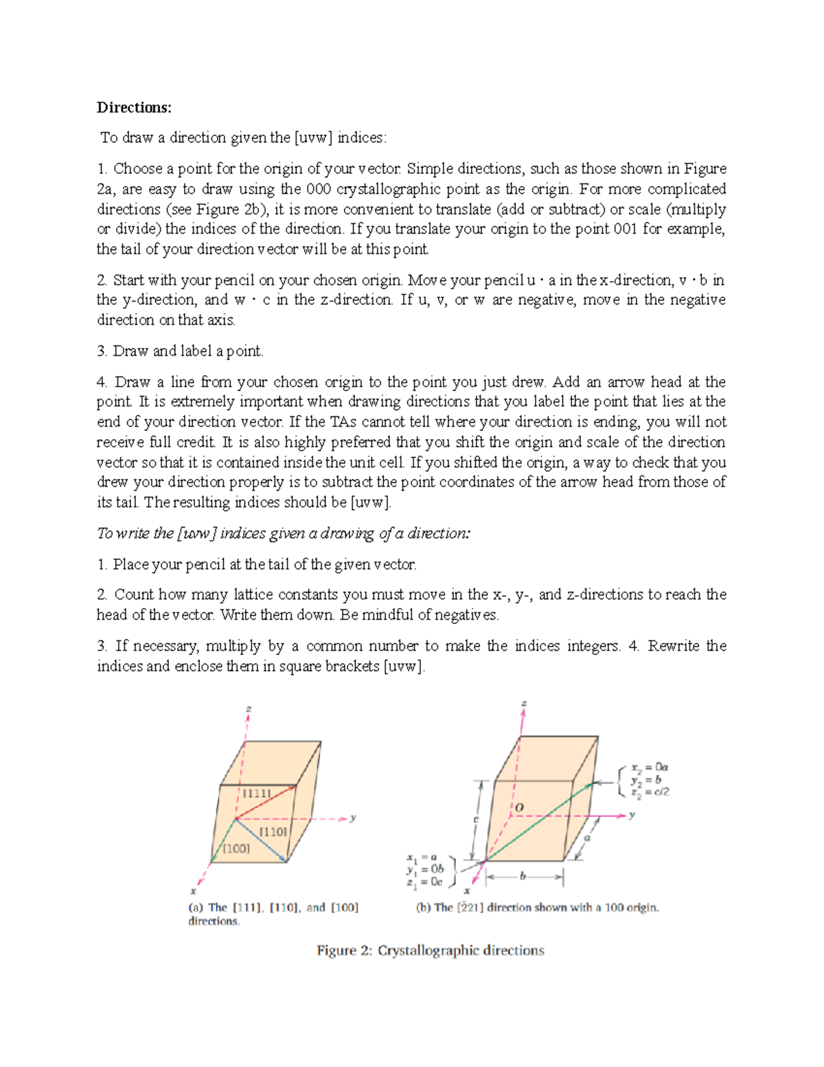 Crystallographic direction addition reading - Directions: To draw a ...