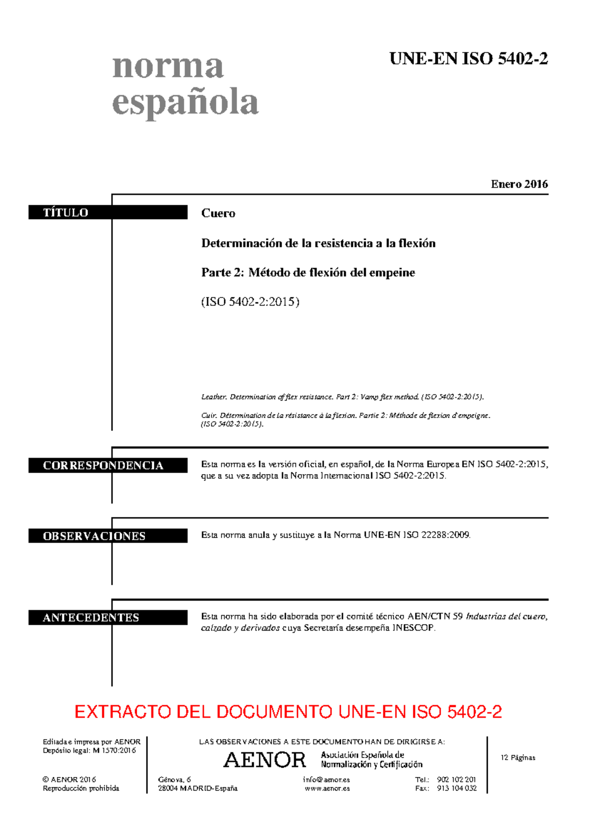 (EX)UNE-EN ISO 5402-2=2016 - norma española UNE-EN ISO 5402- 2 Enero ...