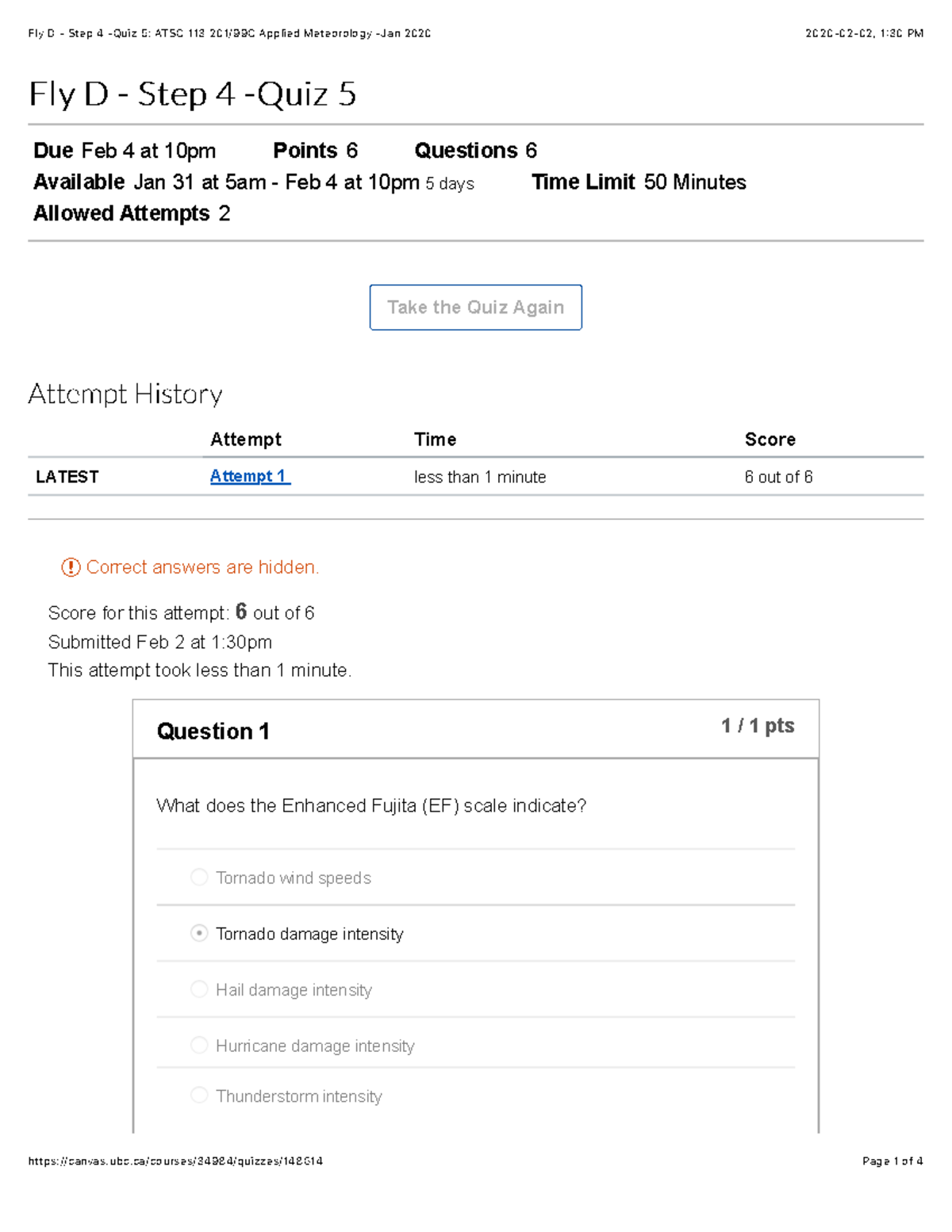 Fly D - Step 4 -Quiz 5: ATSC 113 201:99C Applied Meteorology -Jan 2020 ...