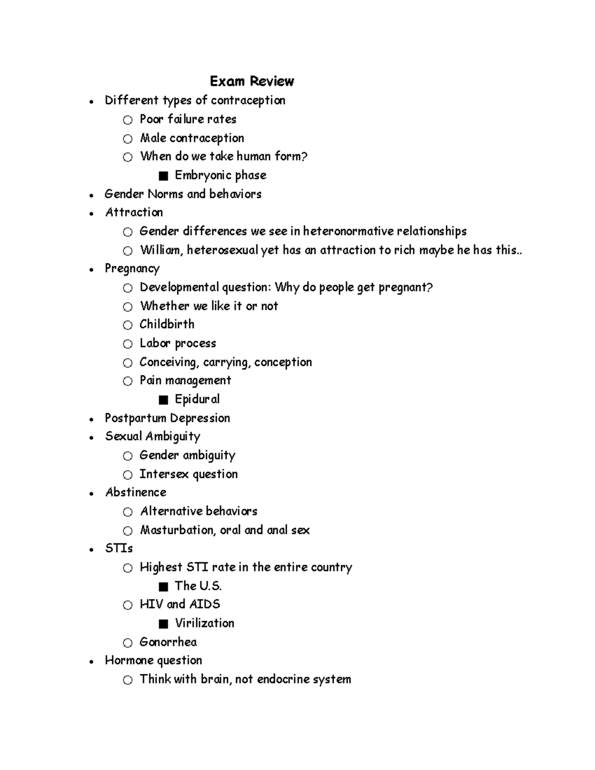 Exam Review - Notes from Dr. Kirk's class in preperation for his second ...