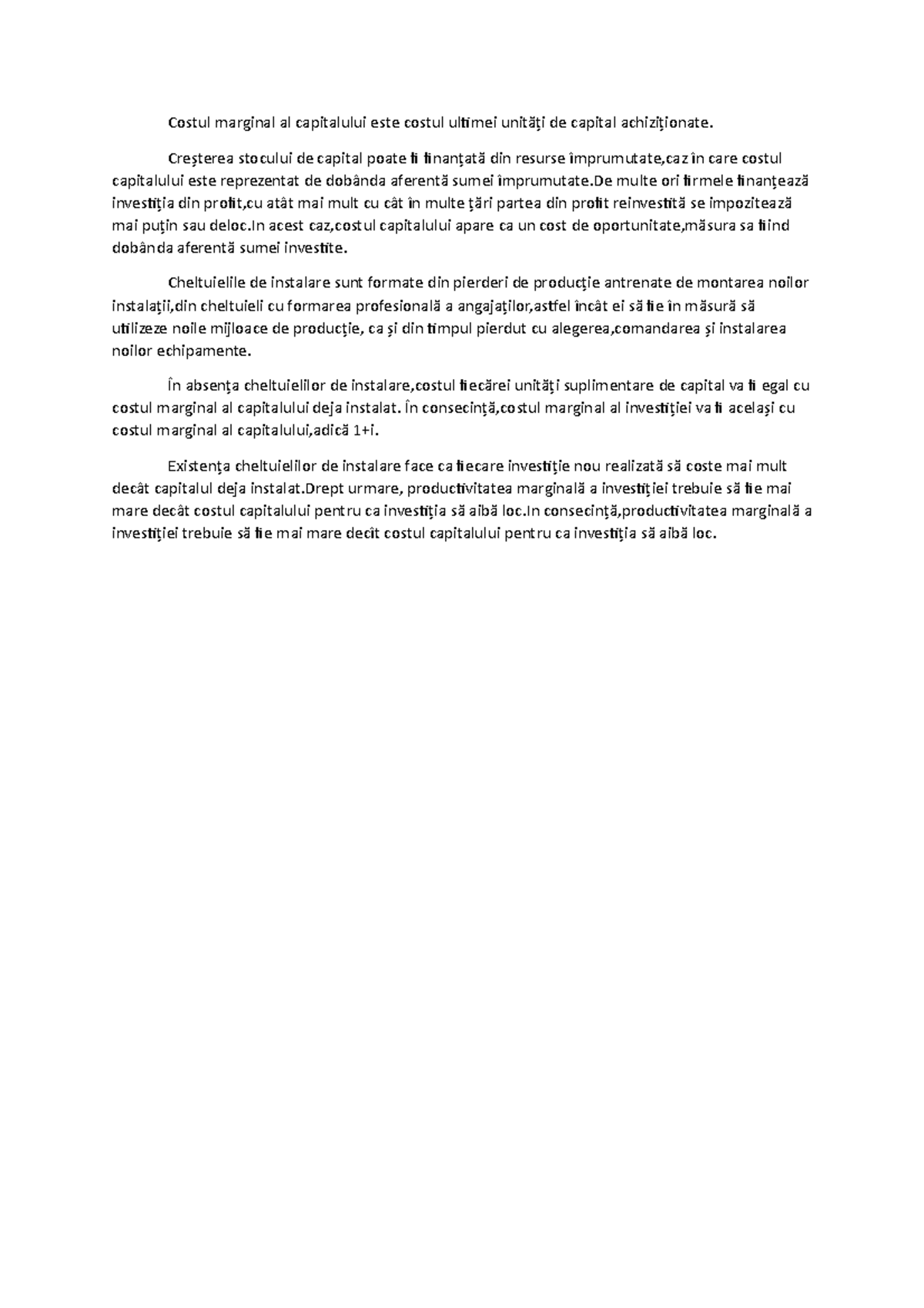 Cheltuieli de instalare - Costul marginal al capitalului este costul ...