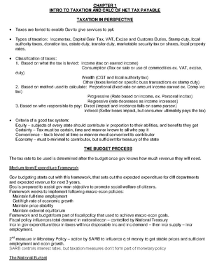 Taxation Summary Notes - TAXATION SUMMARY NOTES. 1. YEAR OF ASSESSMENT ...