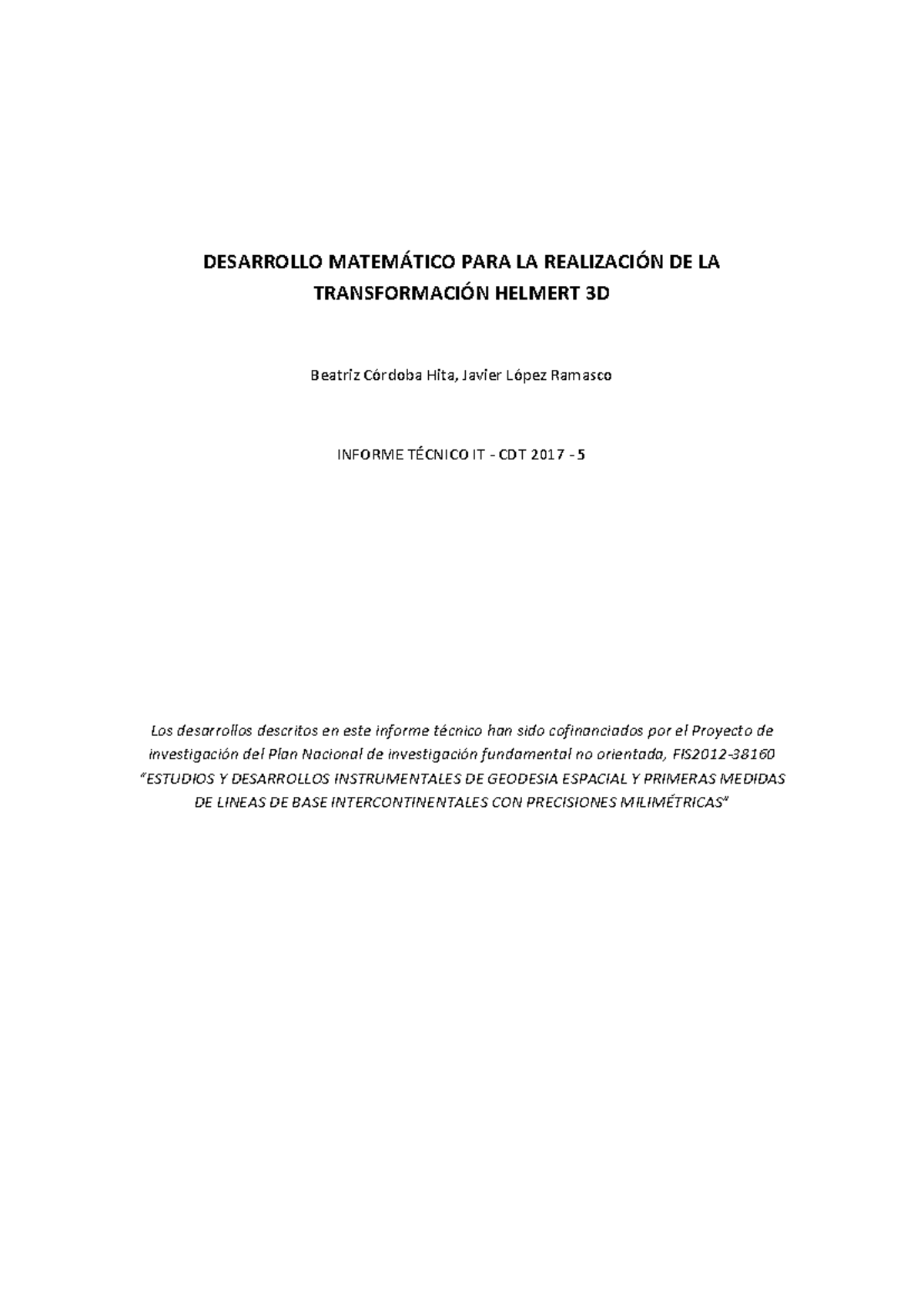 Desarrollo transformacion de helmert - DESARROLLO MATEMÁTICO PARA LA ...