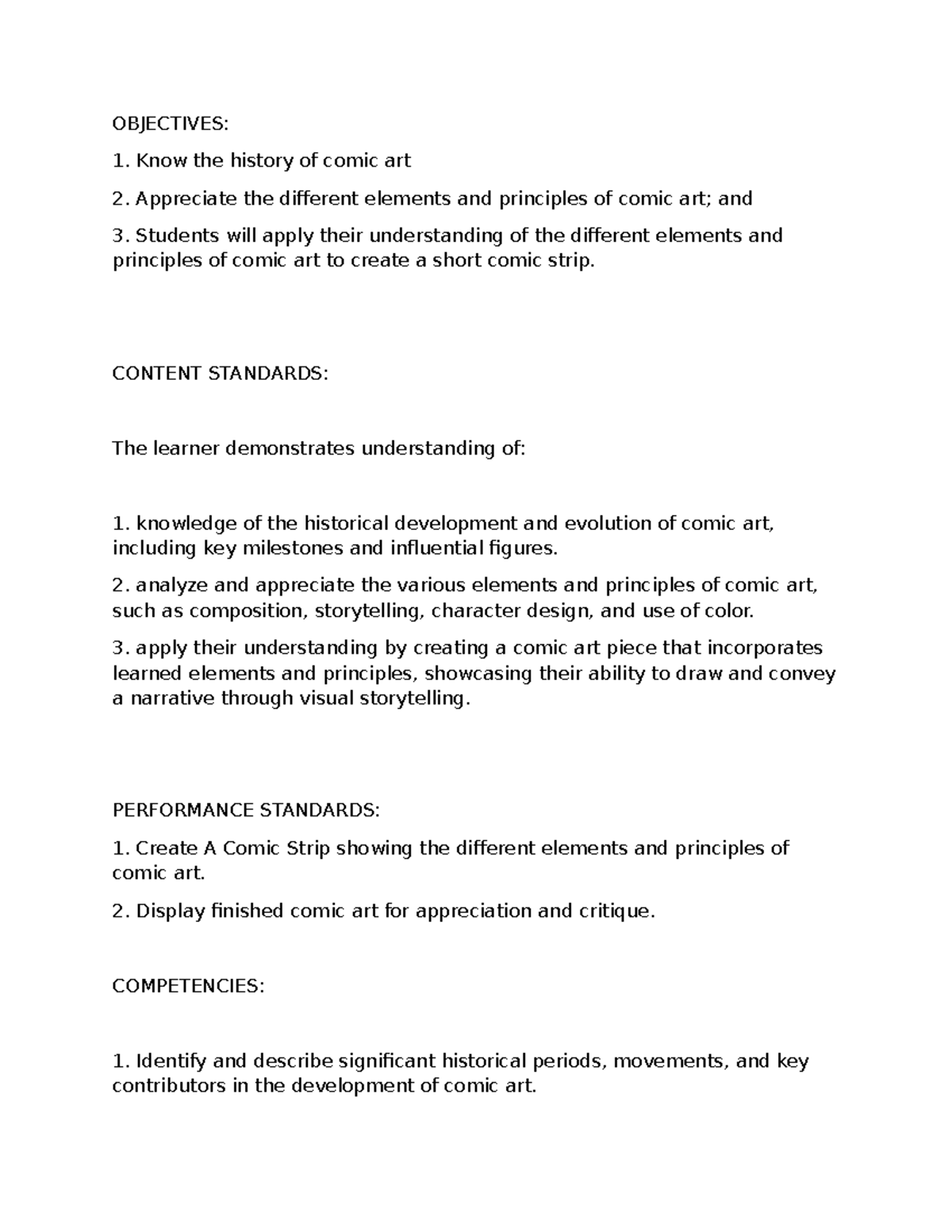 Comic - OBJECTIVES: Know the history of comic art Appreciate the ...