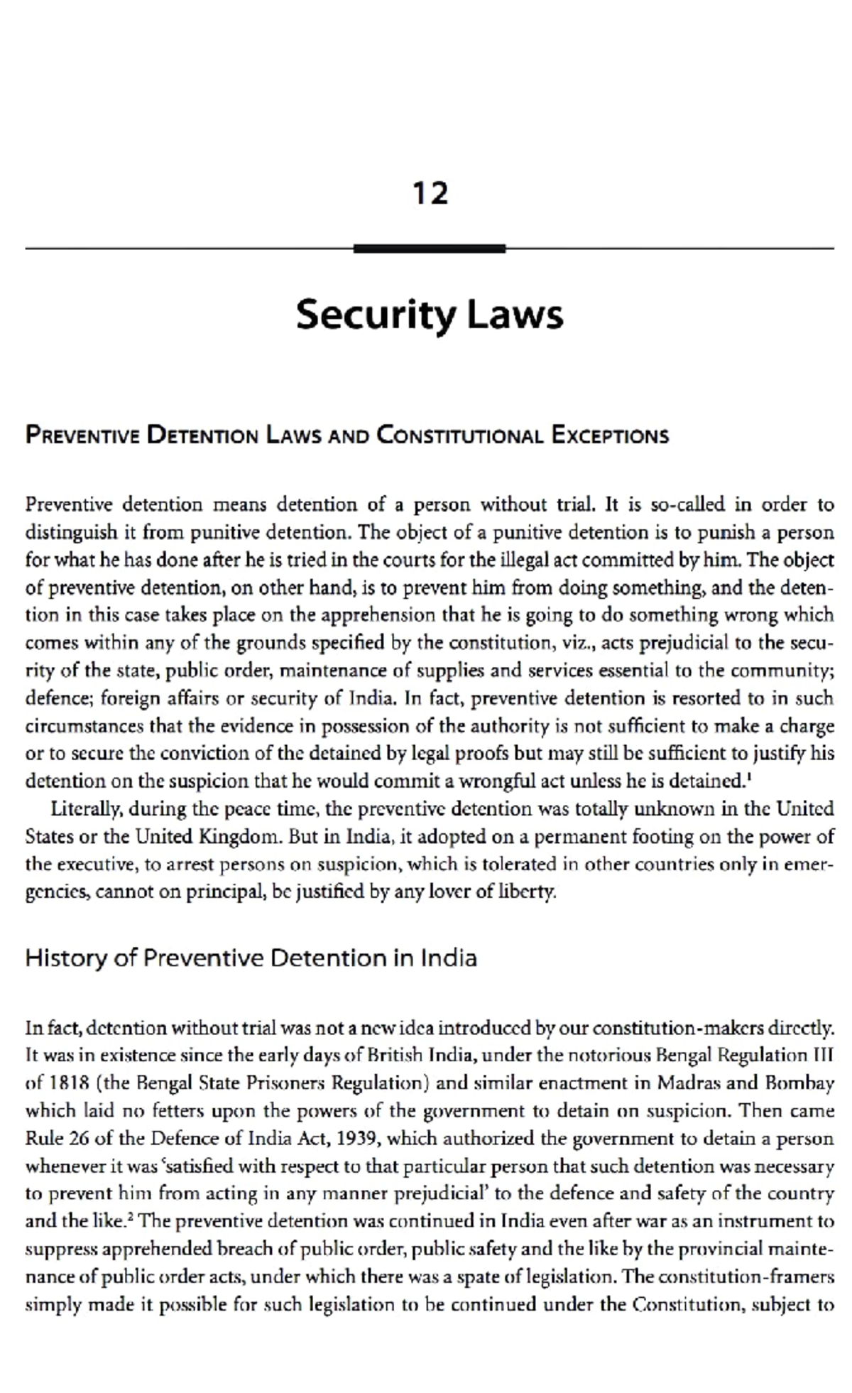 Security laws and preventive detention - 12 Security Laws PREVENTIVE ...