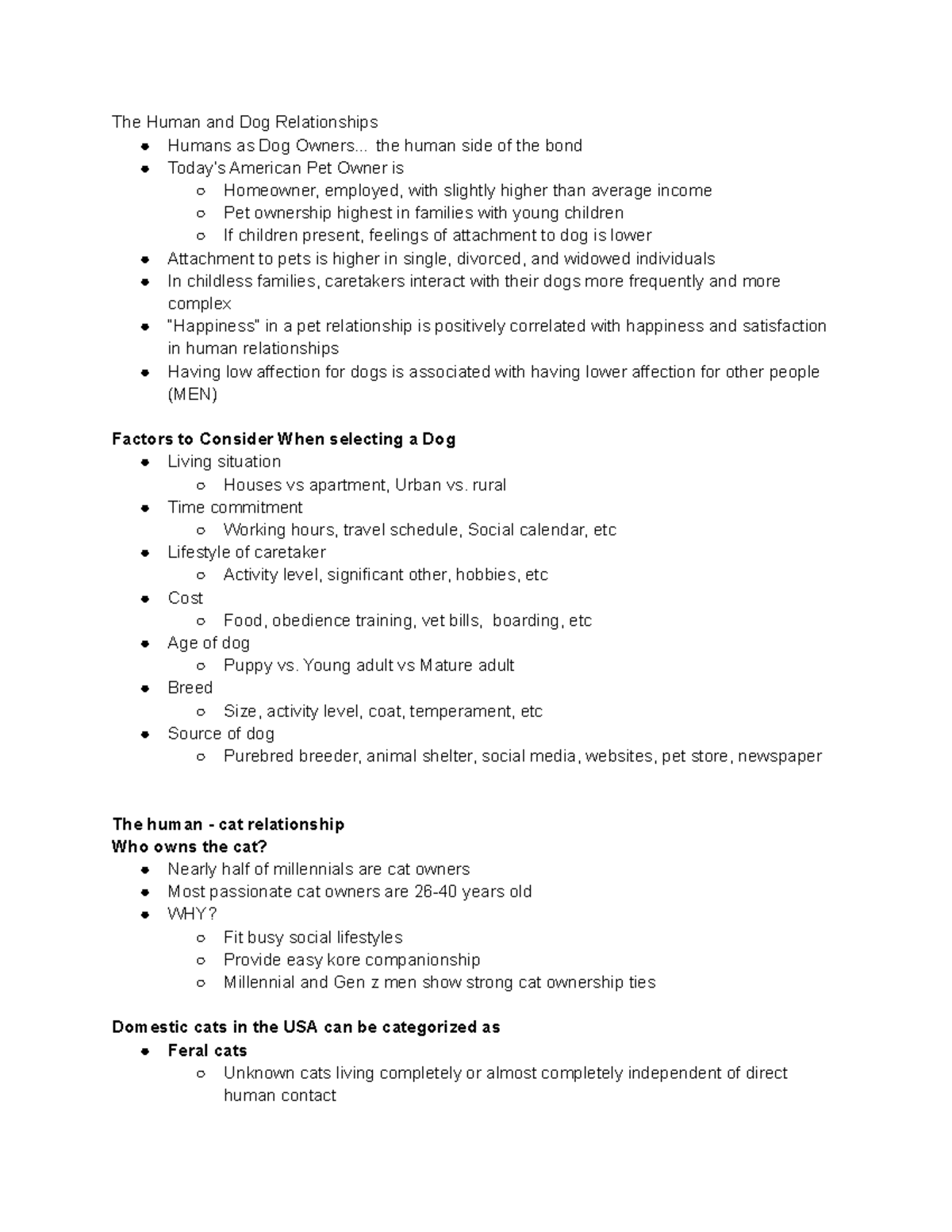 ANCS 1 Lecture Notes - The Human and Dog Relationships Humans as Dog ...