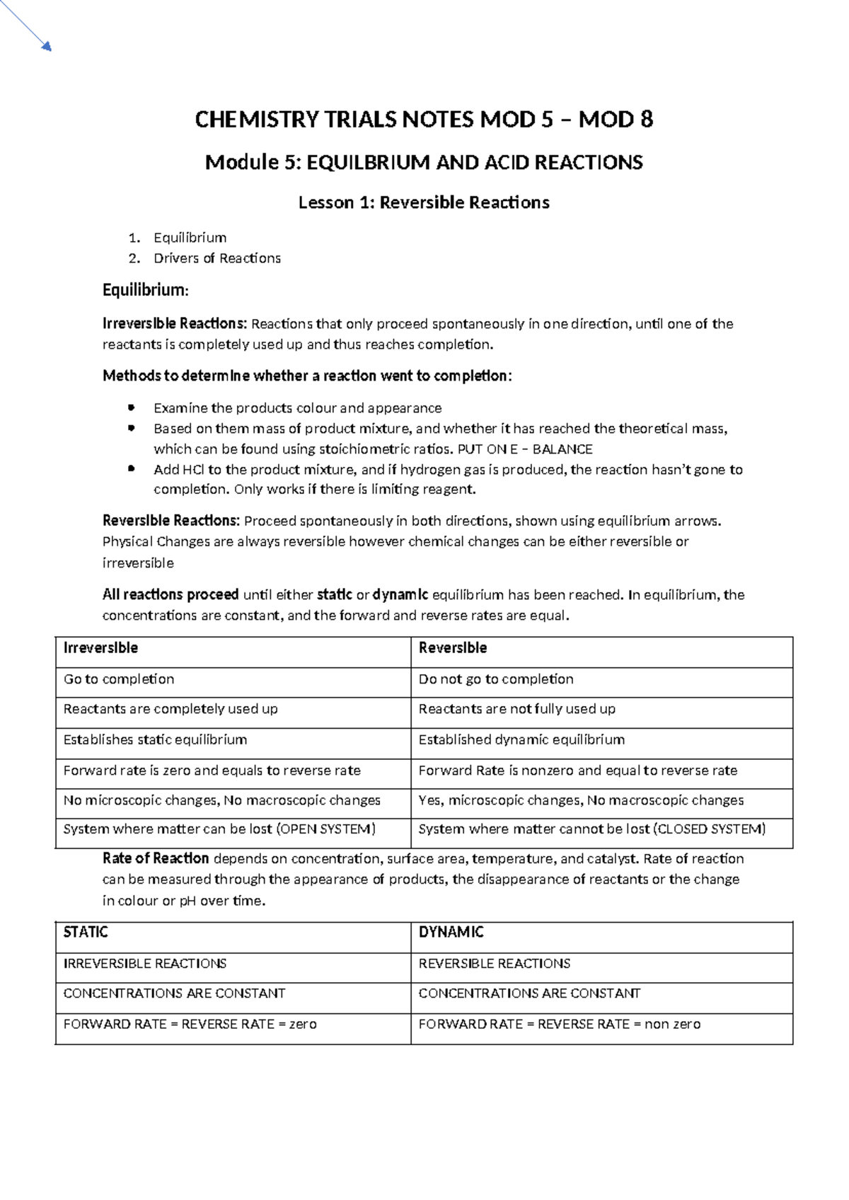 Chemistry Trials Notes MOD 5 - 8 - CHEMISTRY TRIALS NOTES MOD 5 – MOD 8 ...