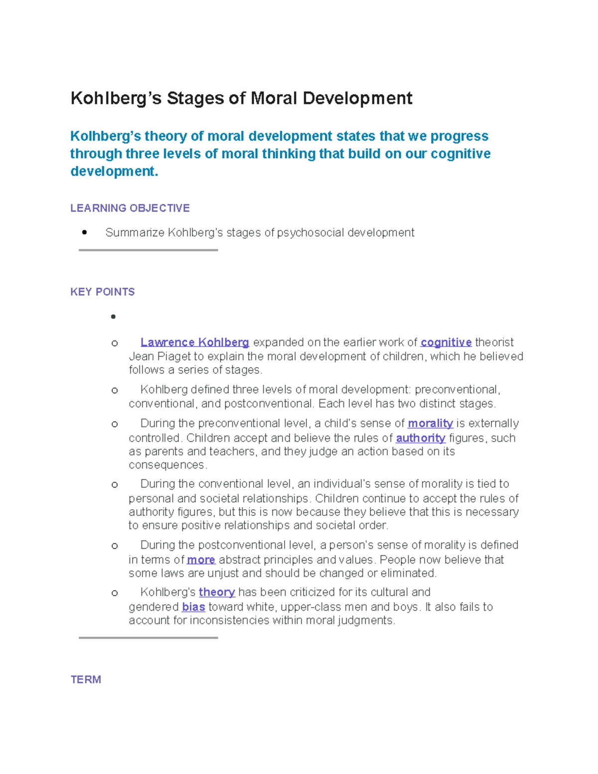 Stages of moral development - Kohlberg’s Stages of Moral Development ...