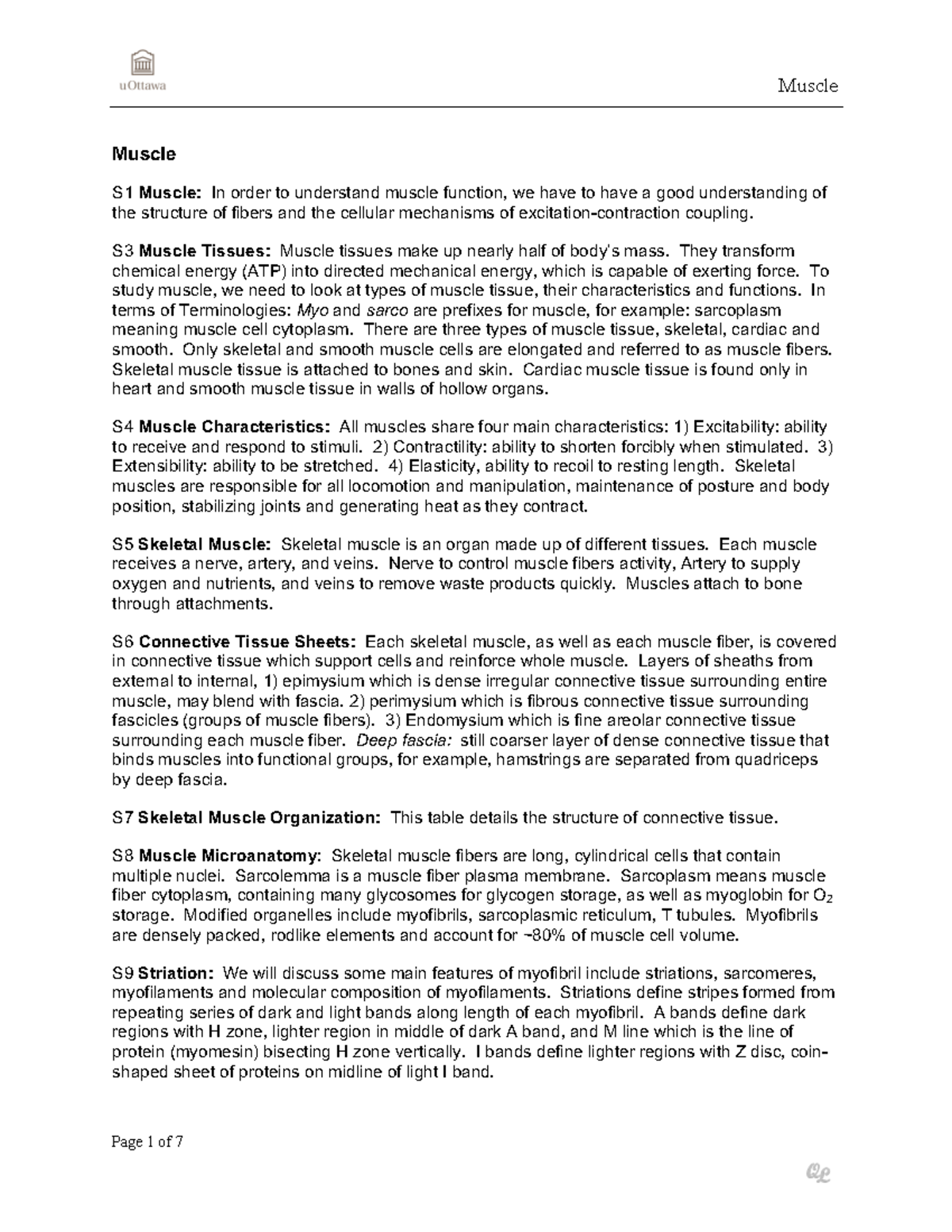 T2b Muscle Notes 2022 - Muscle S1 Muscle: In order to understand muscle ...