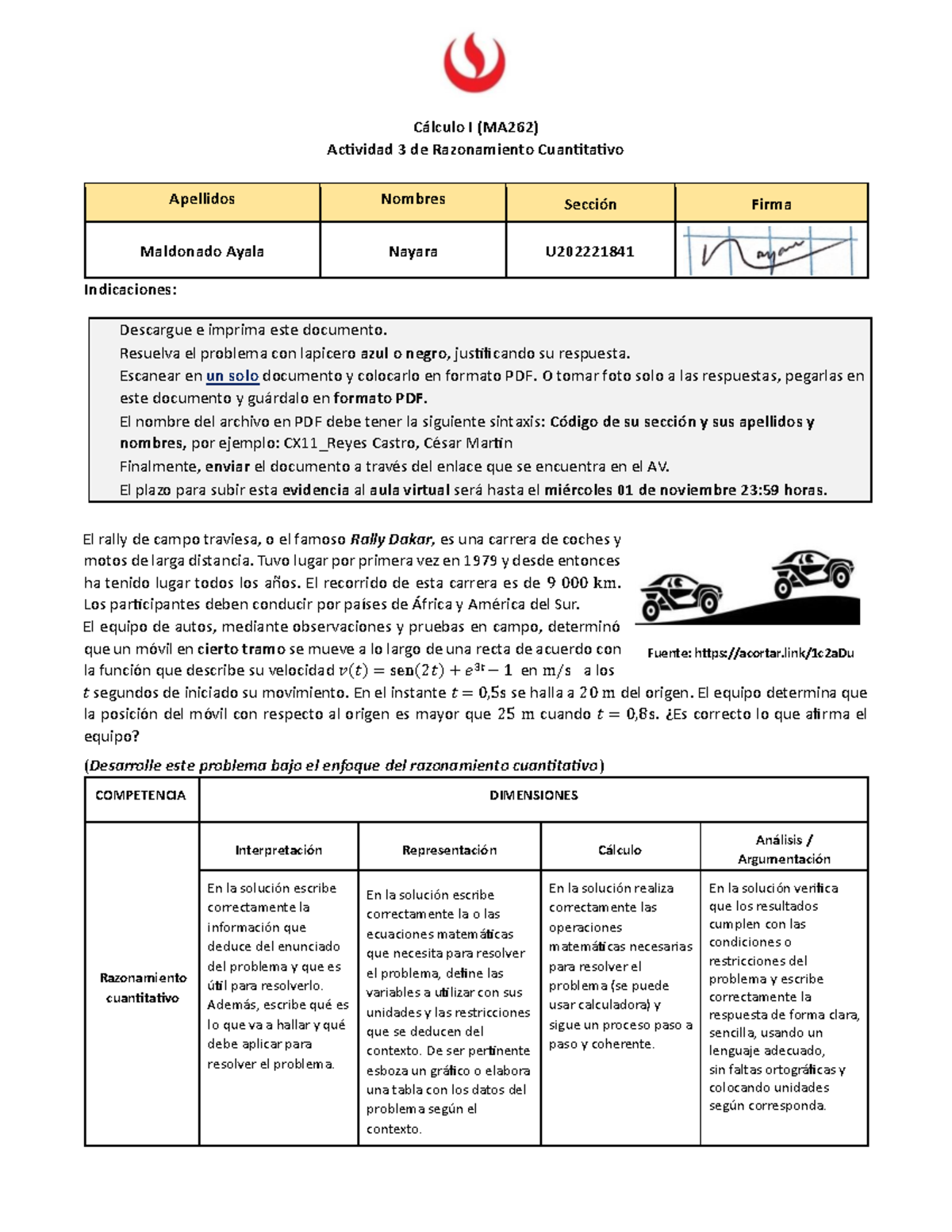 Razonamiento Cuantitativo 3 - Cálculo I (MA262) Actividad 3 de ...