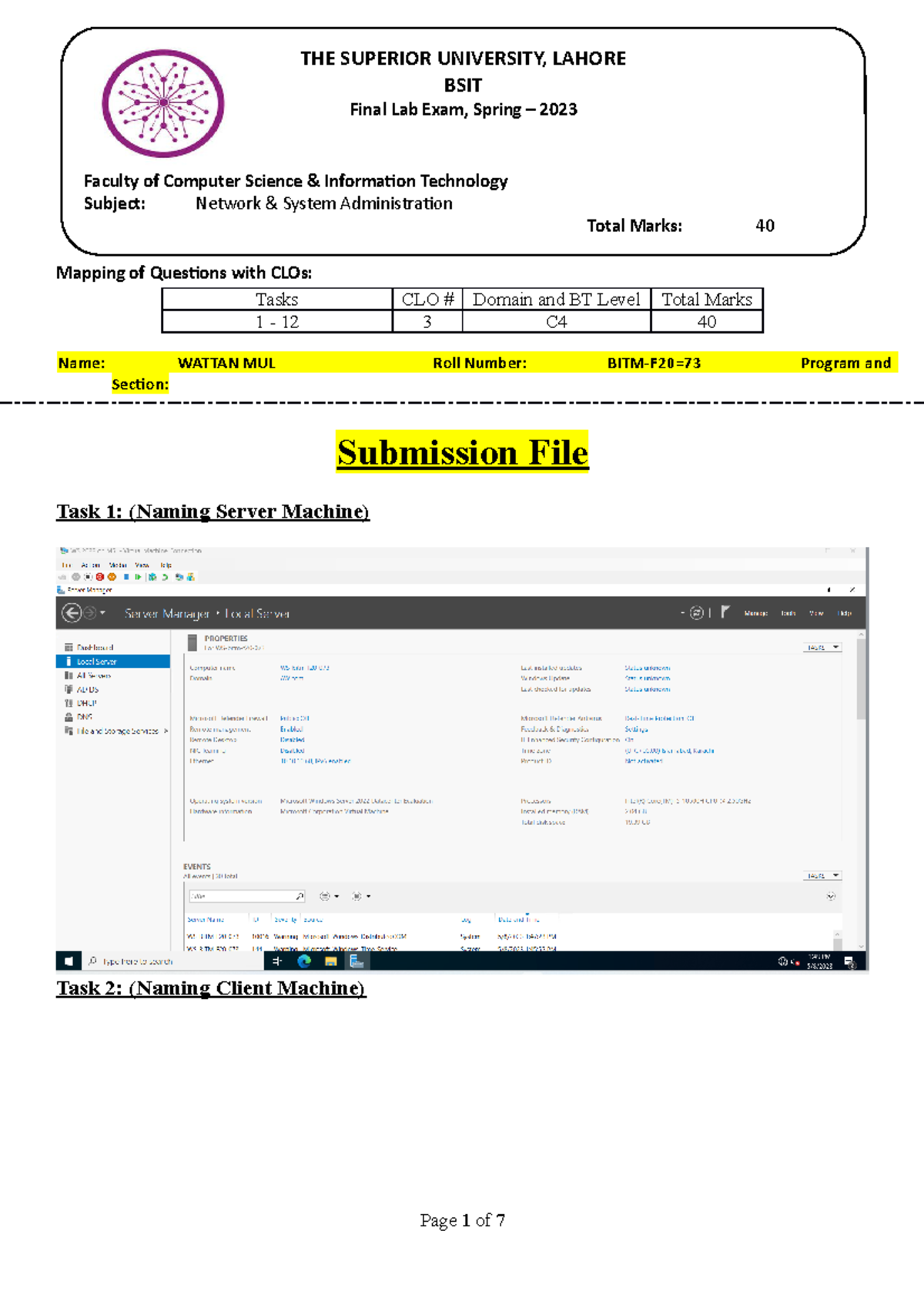NSA Paper - Subjective S23 - Lab Exam - Submission File - Mapping of ...