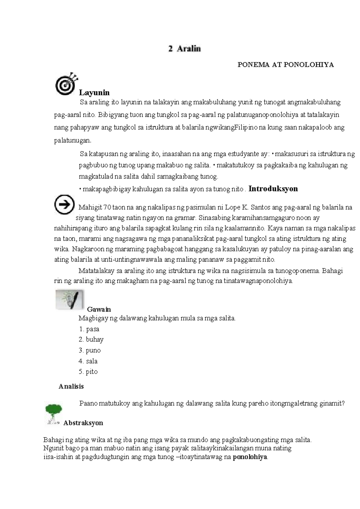 Aralin 2 - FIL 1 Kontekswalisadong Komunikasyon sa Filipino - PONEMA AT ...