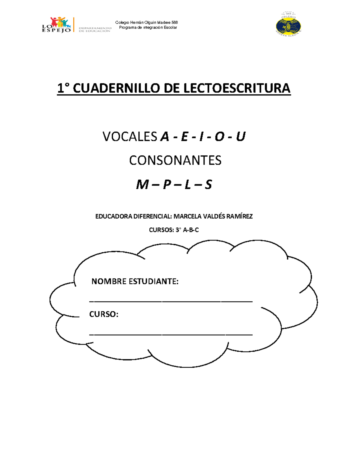 1° Cuadernillo DE Lectoescritura Vocales + M + L + S + P 13-05-21 ...