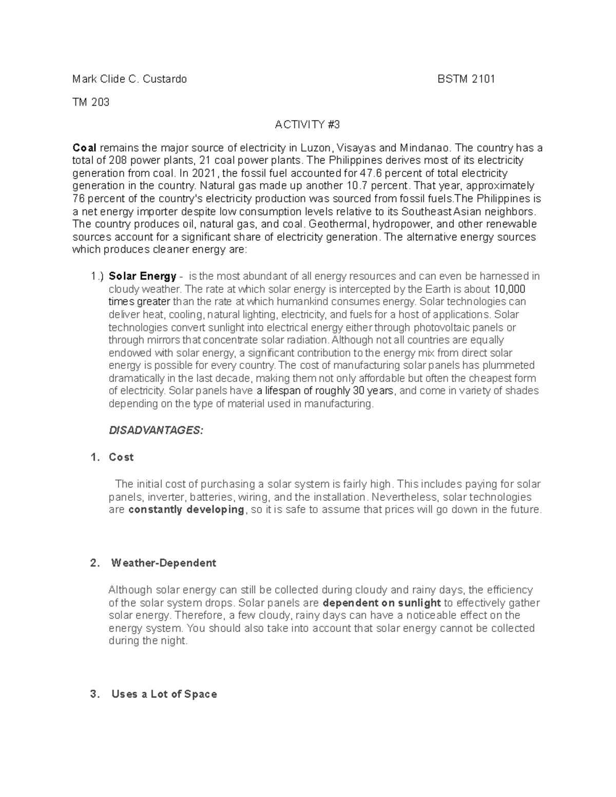 ACT 3 TM - Notes - Mark Clide C. Custardo BSTM 2101 TM 203 ACTIVITY ...