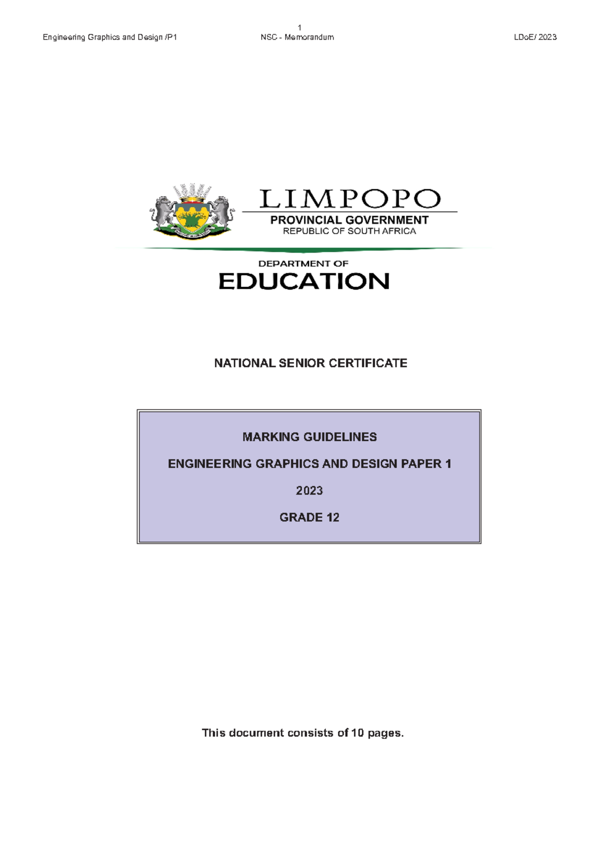EGD Paper 1 Trials 2023 MEMO - ITID00002794 - MARKING GUIDELINES ...